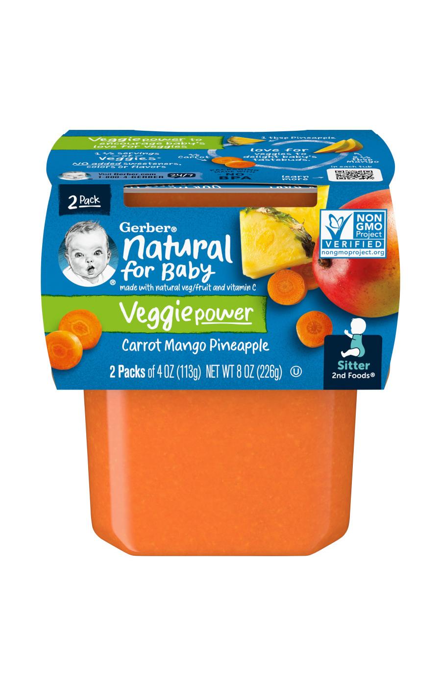 Gerber Stage 2 Baby Food - Carrot Mango & Pineapple, 4 oz Tubs - Shop ...