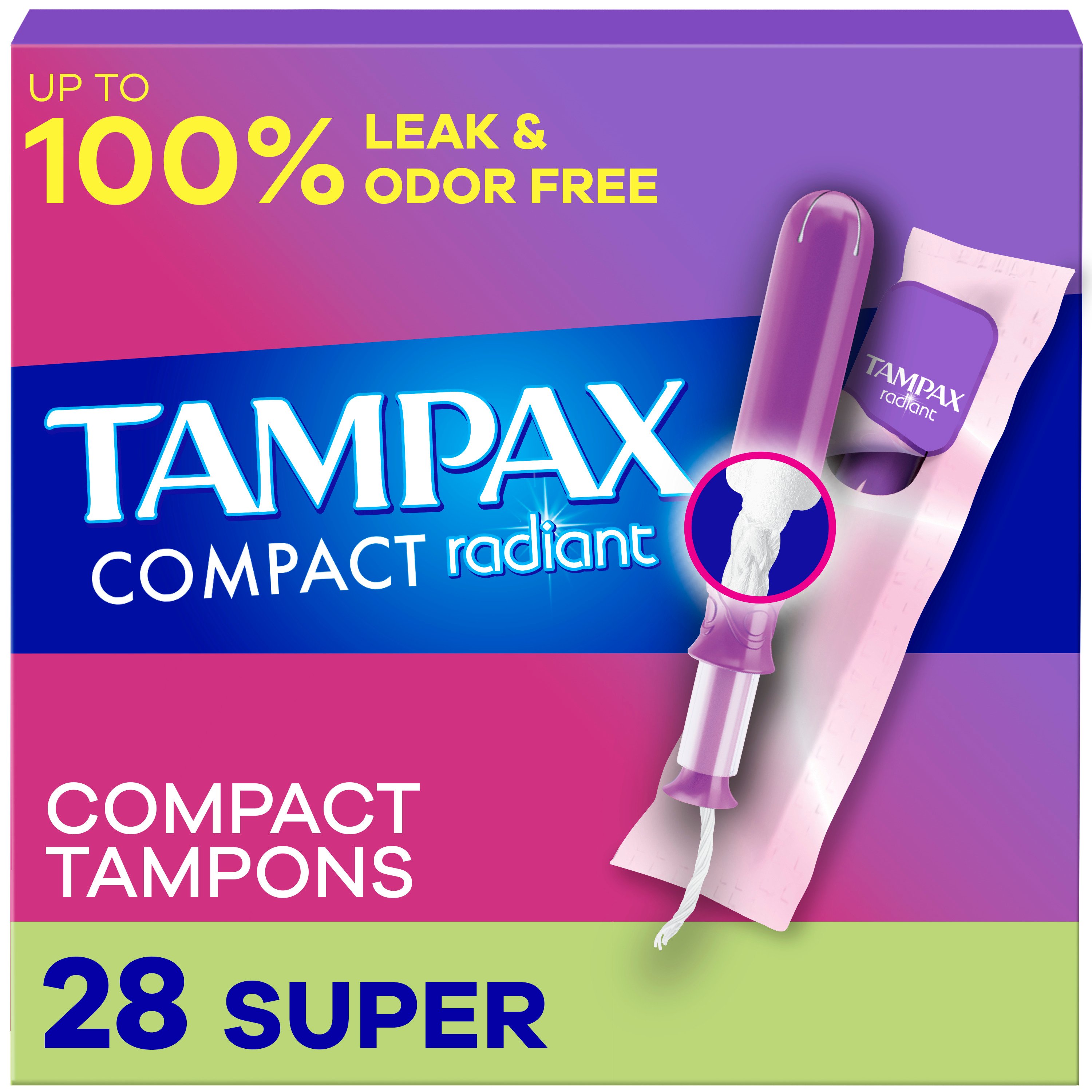 Tampax Radiant Pocket Compact Tampons - Super - Shop Tampons at H-E-B