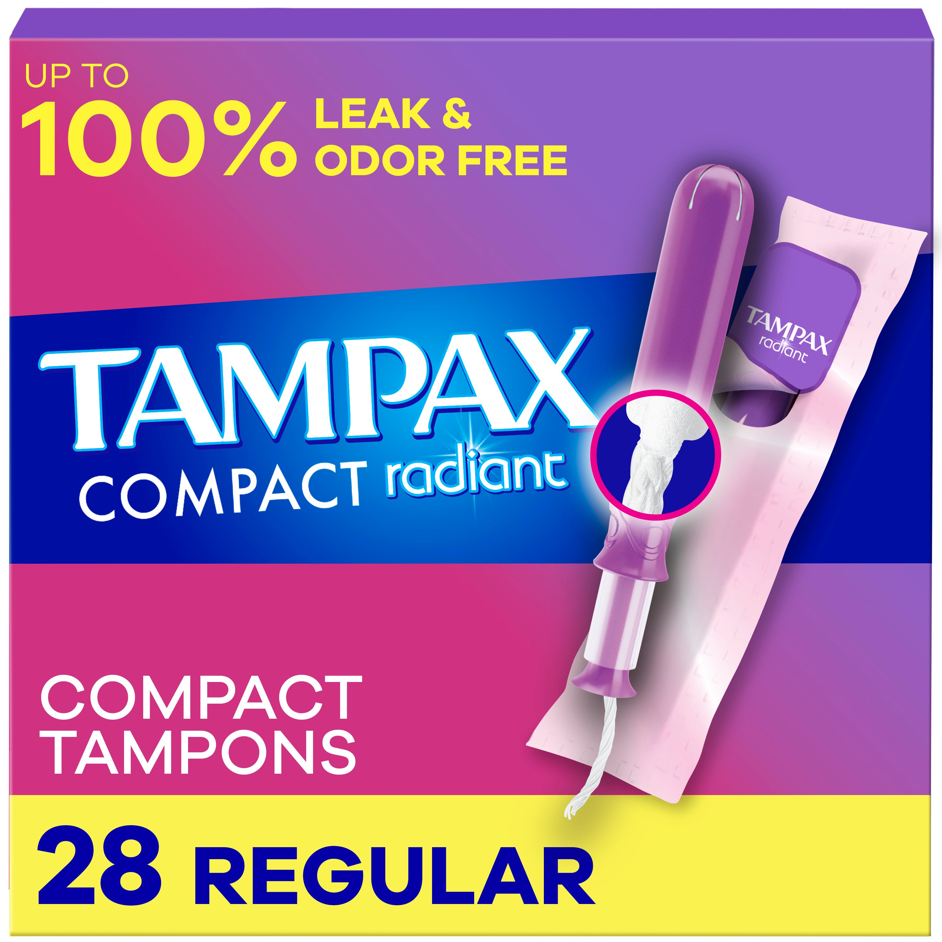Tampax Pocket Radiant Compact Tampons - Regular - Shop Tampons at H-E-B