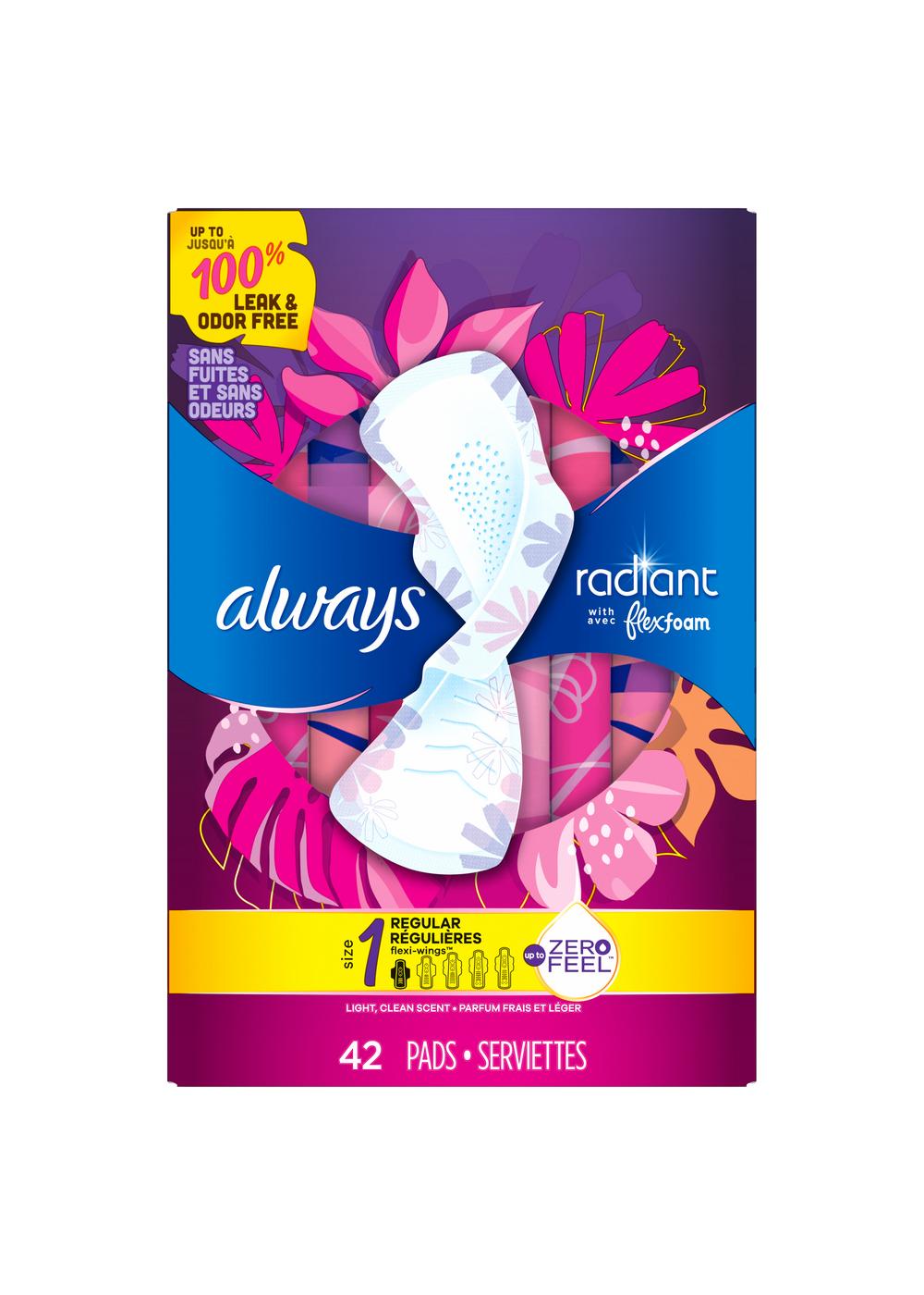 Always Radiant FlexFoam Size 1 Regular Pads with Wings - Shop Pads ...