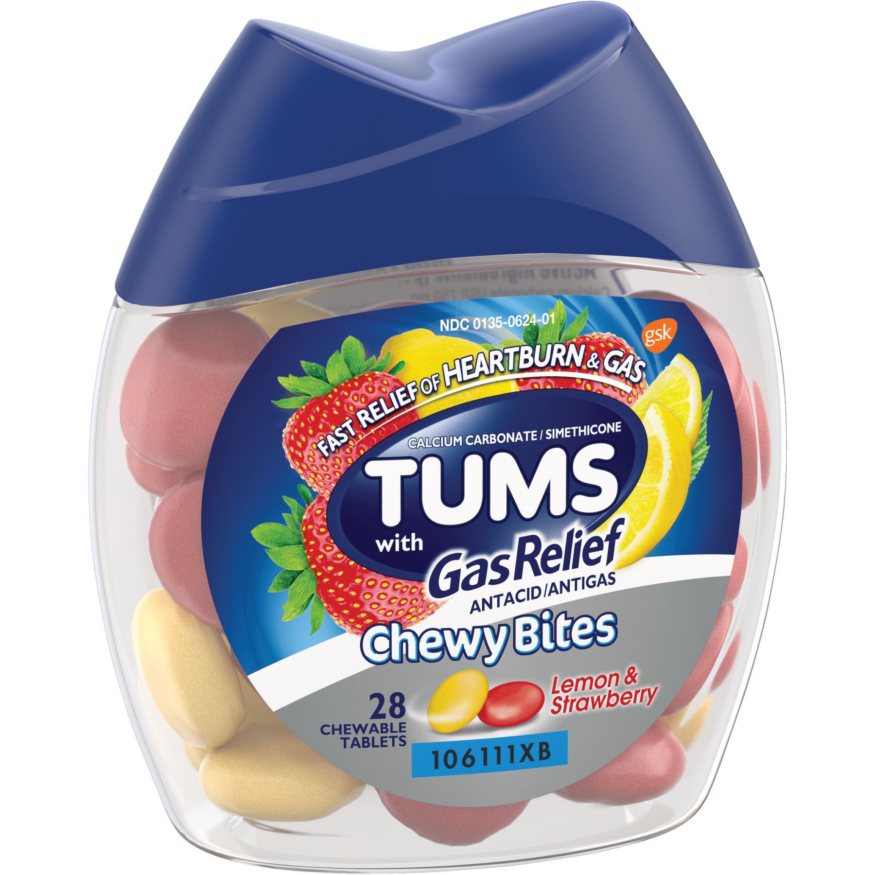 Tums Chewy Bites Lemon and Strawberry Antacid Tablets - Shop Digestion ...