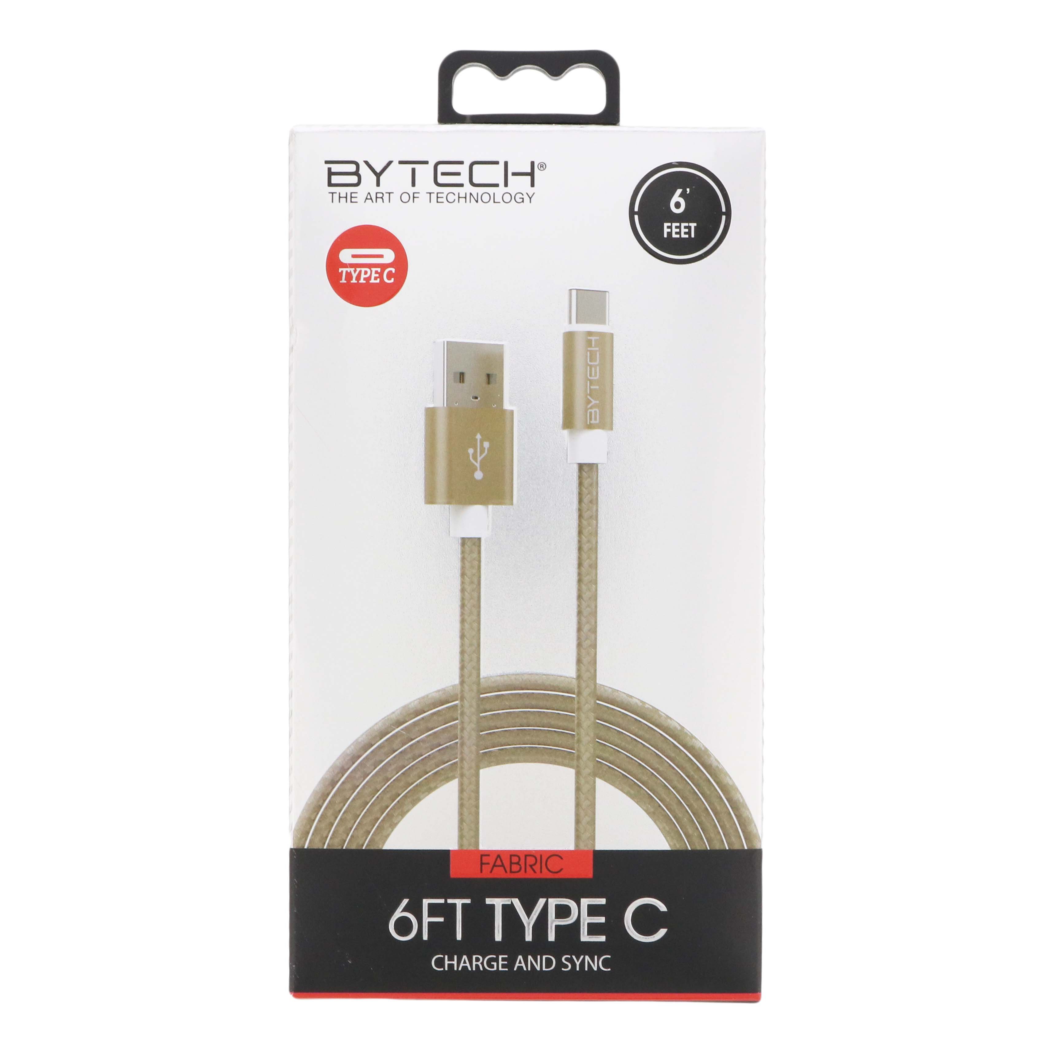 Bytech Fabric Type-C USB Cable, Assorted - Shop Phone Chargers at H-E-B