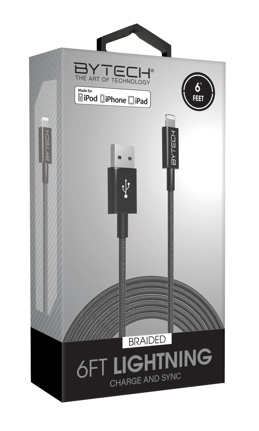 Bytech Heavy Duty Fabric Lightening Cable, Assorted - Shop Connection ...