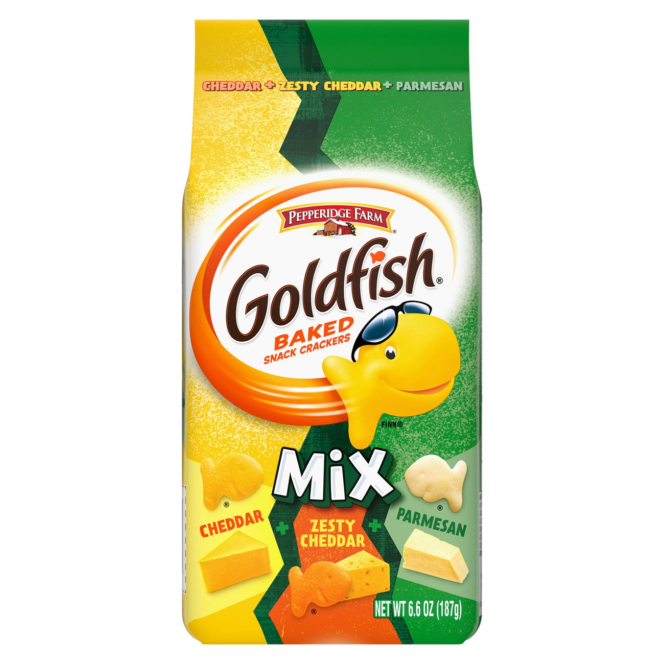 Pepperidge Farm Goldfish Mix Cheddar Parmesan & Zesty Cheddar Baked ...