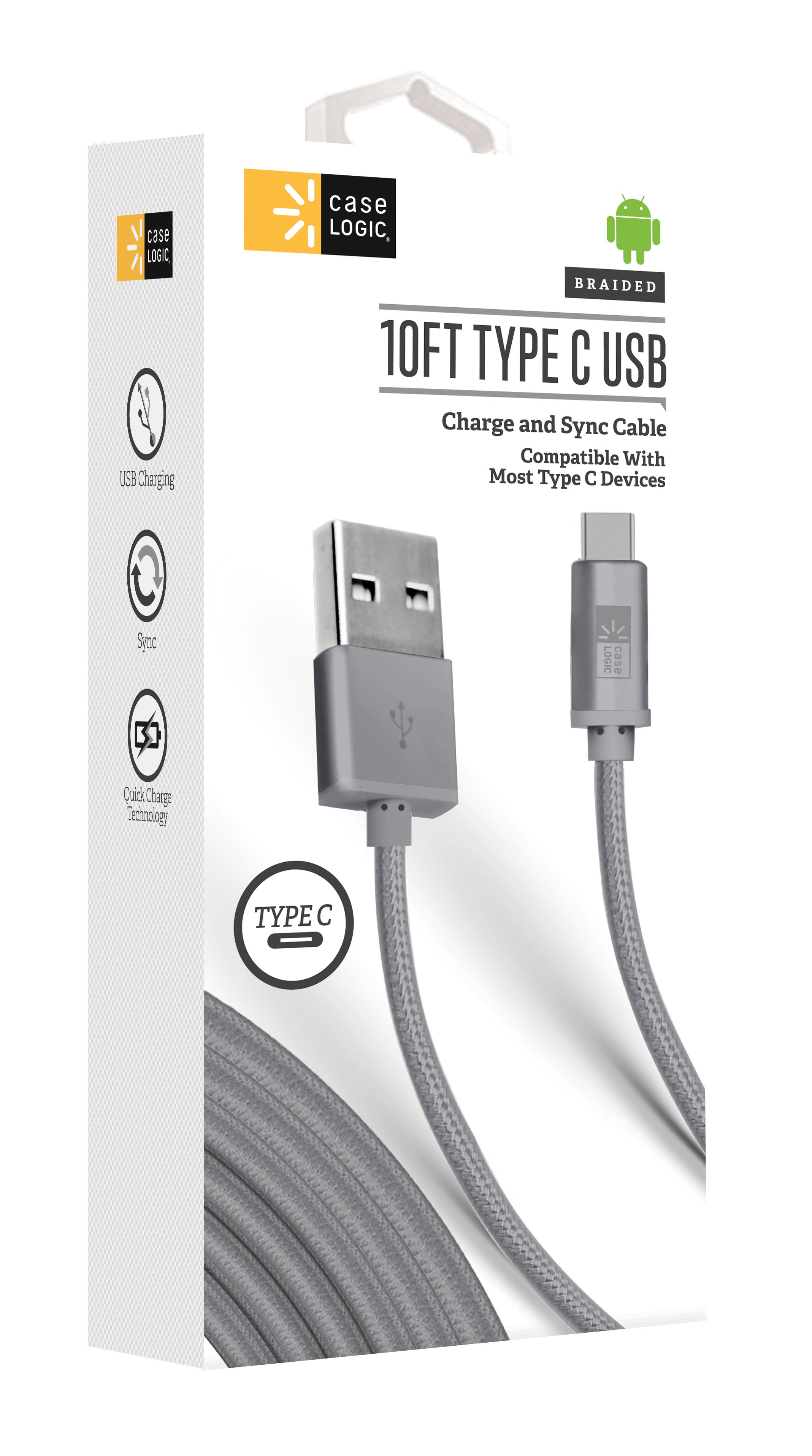 Case Logic C Type Gray Fabric Cable - Shop Phone chargers at H-E-B