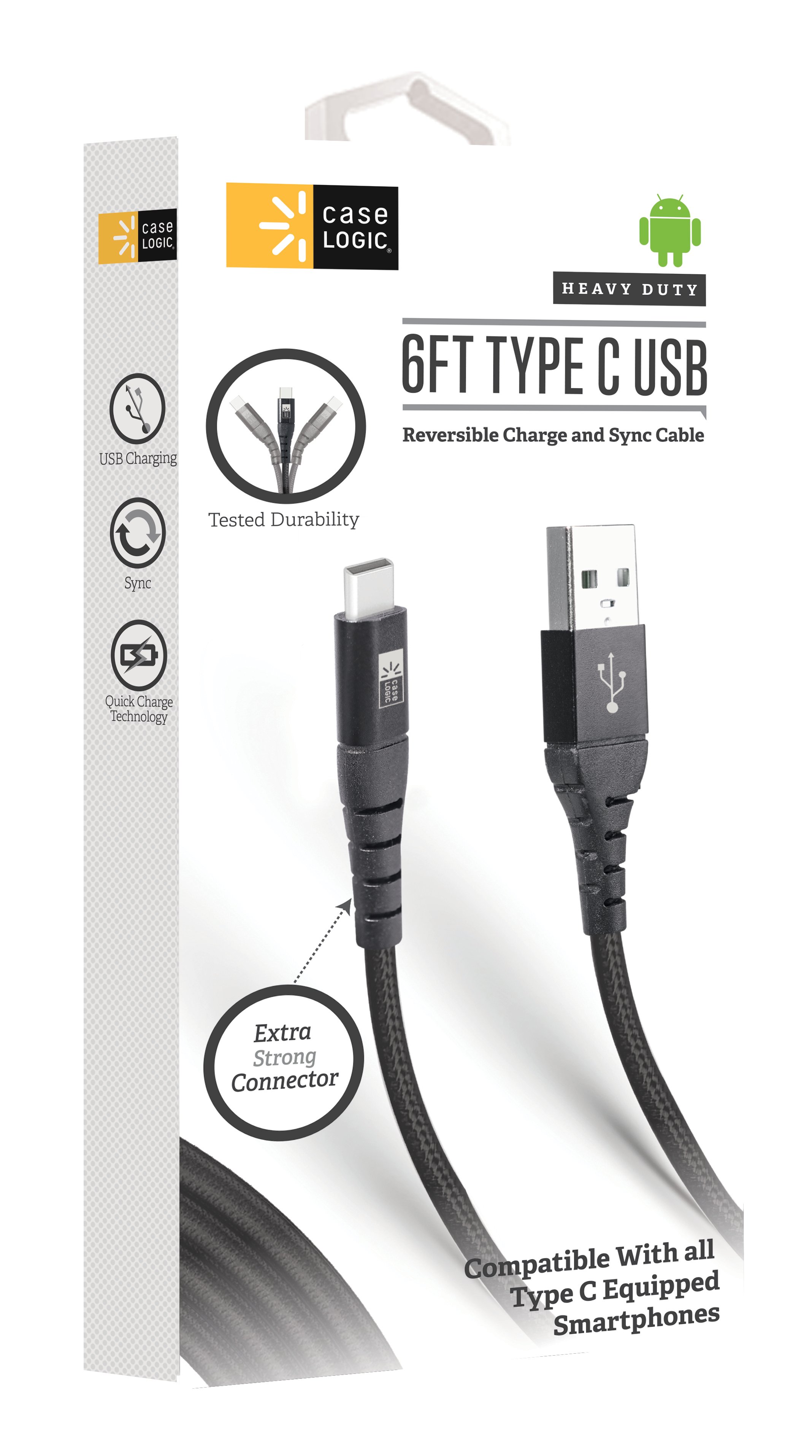 Case Logic Type C Durable Cable Black - Shop Phone Chargers at H-E-B