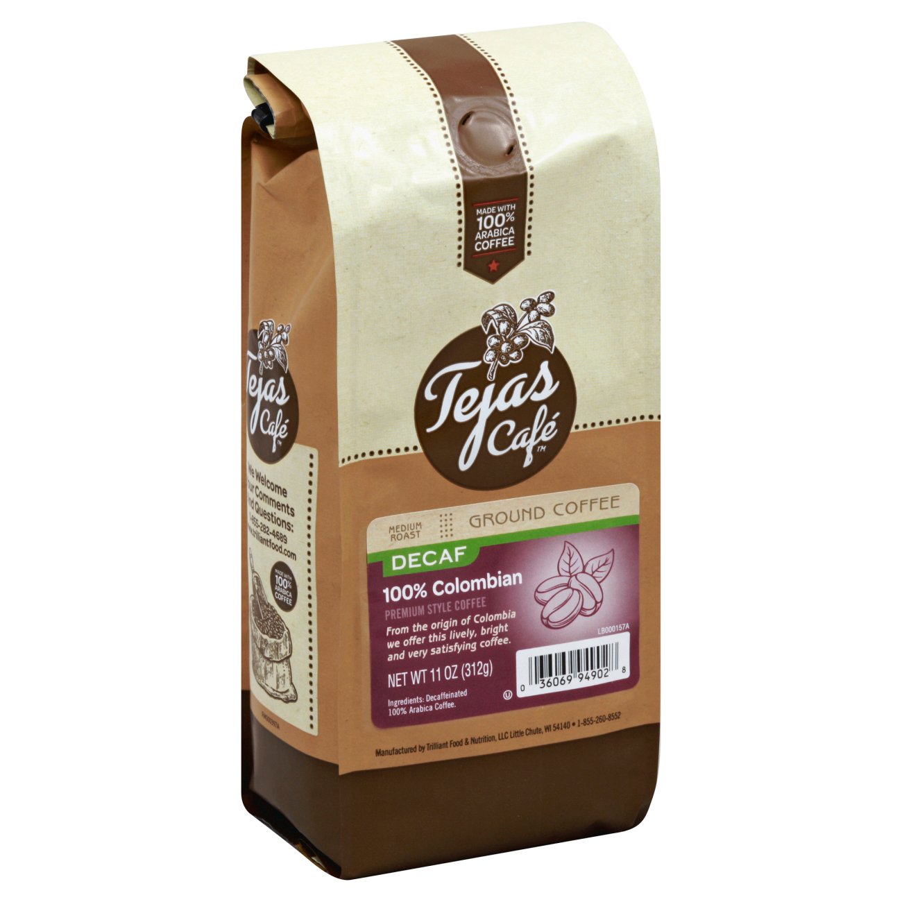 Tejas Cafe Decaf 100% Colombian Medium Roast Ground Coffee - Shop ...
