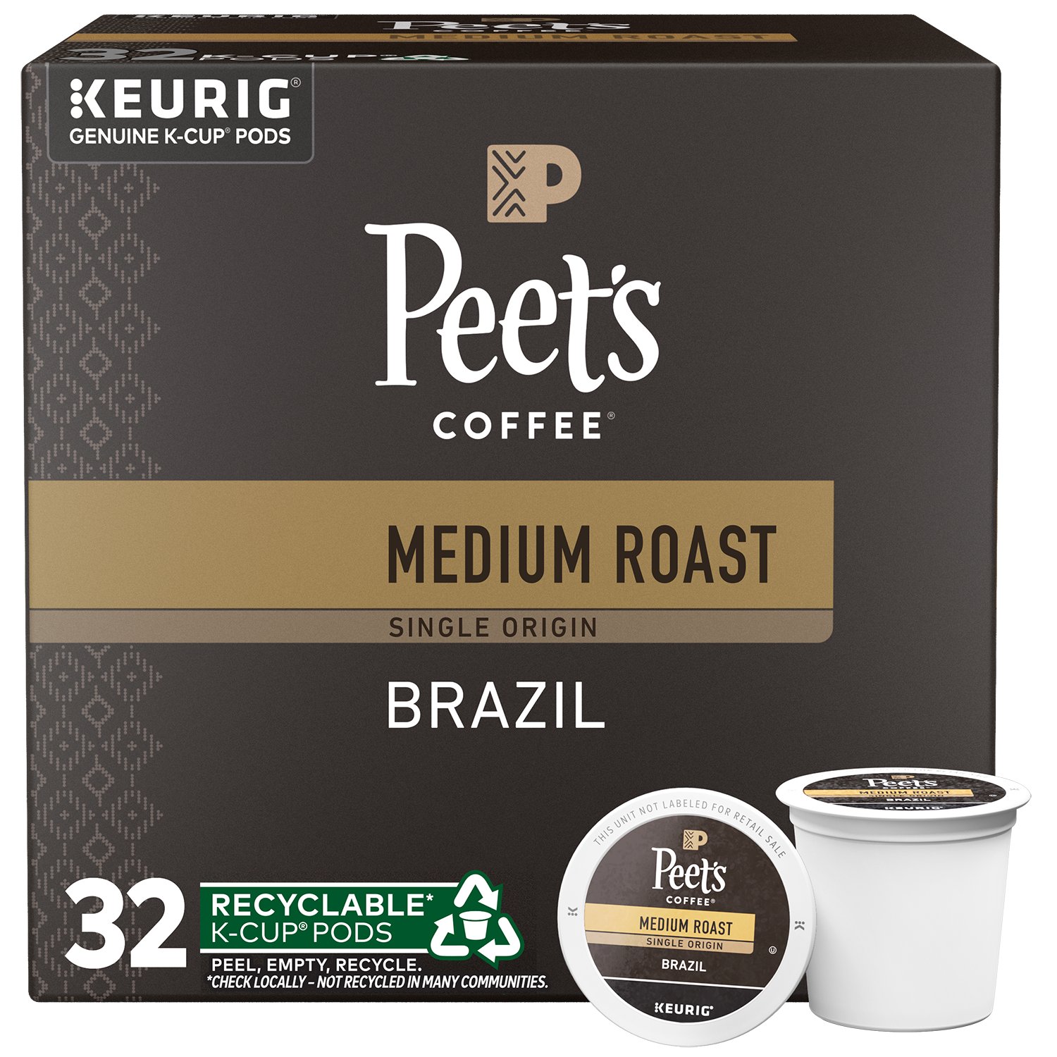 Peet's Coffee Brazil Medium Roast Single Serve Coffee K Cups - Shop ...