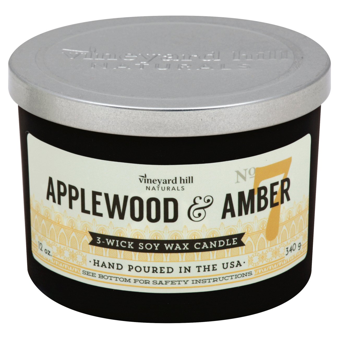 Vineyard Hill Naturals Applewood & Amber Scented 3-Wick Soy Candle ...