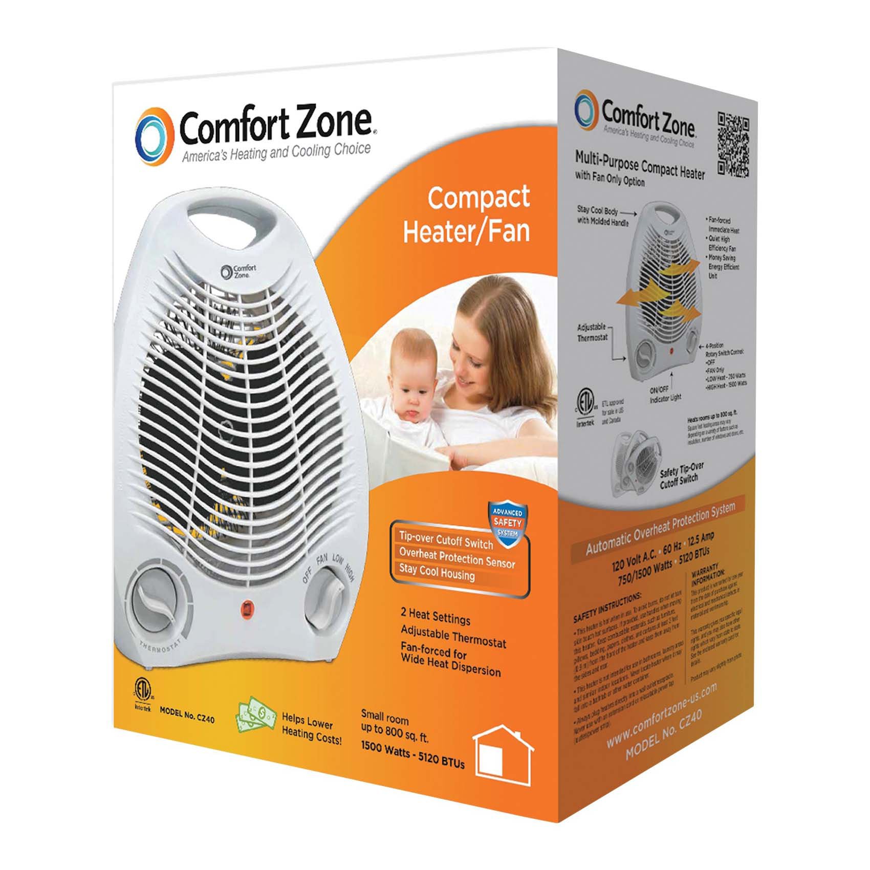 Comfort Zone Compact Heater Fan White - Shop Air conditioners & heaters ...