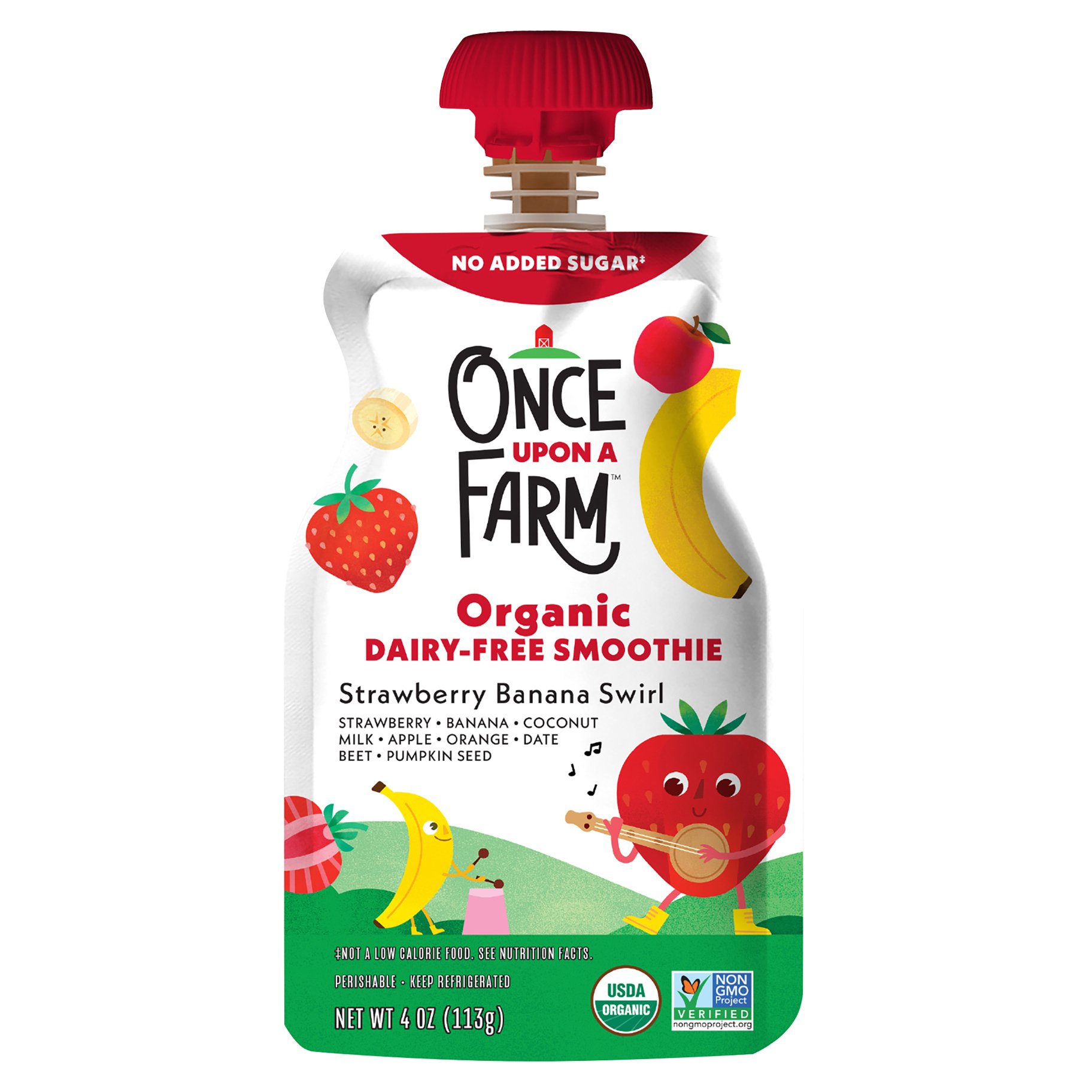 Once Upon a Farm Organic Dairy Free Smoothie - Strawberry Banana Swirl ...