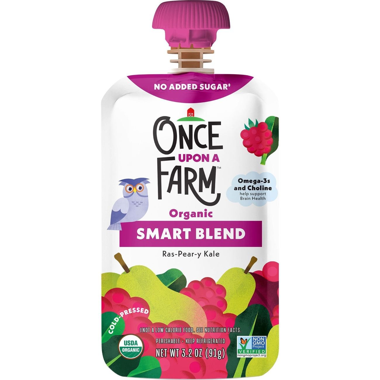 Once Upon a Farm Organic Smart Blend Baby Food Pouch - Raspberry Pear ...