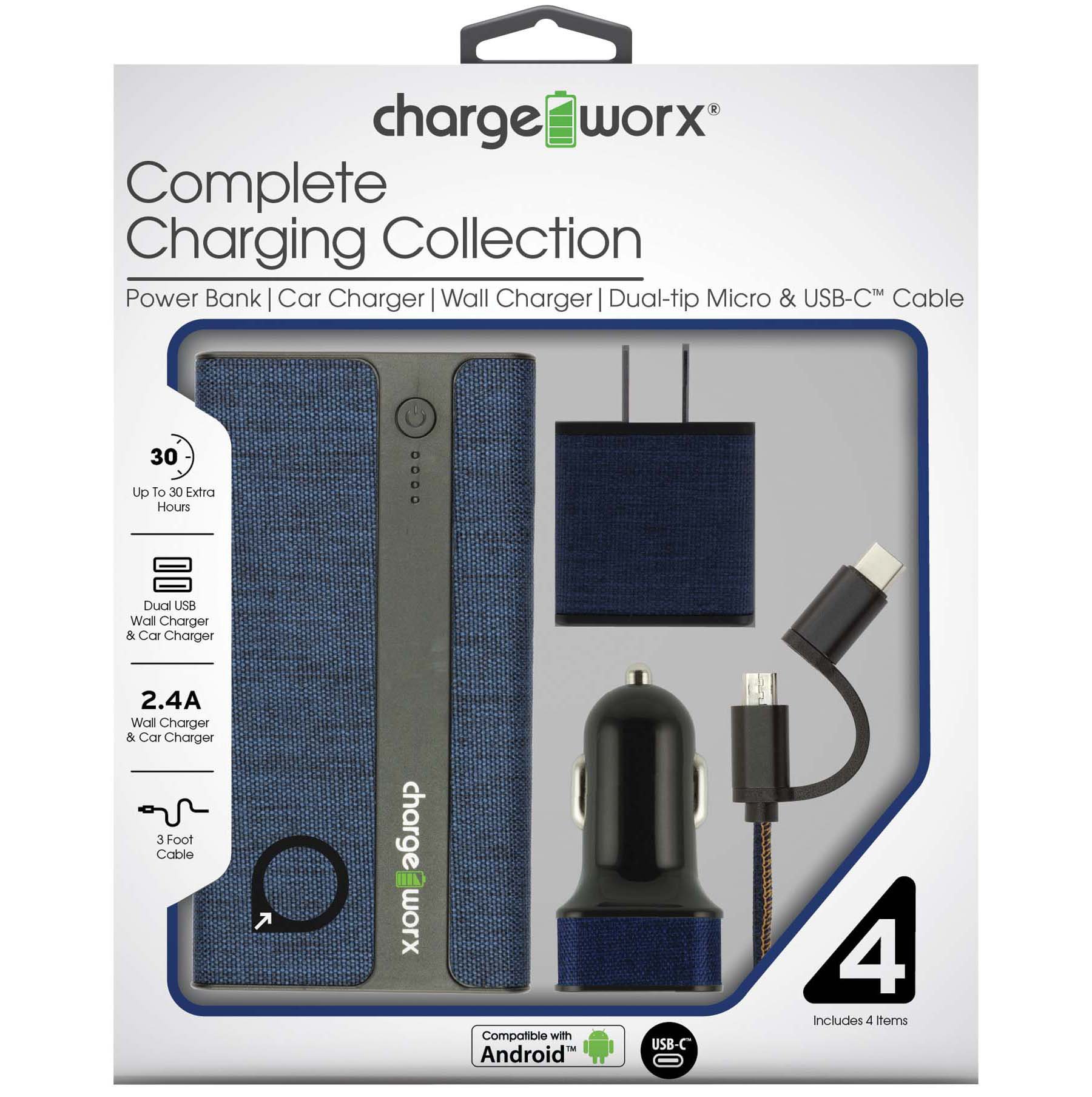 Chargeworx Android Fabric Charging Kit Blue - Shop Phone chargers at H-E-B