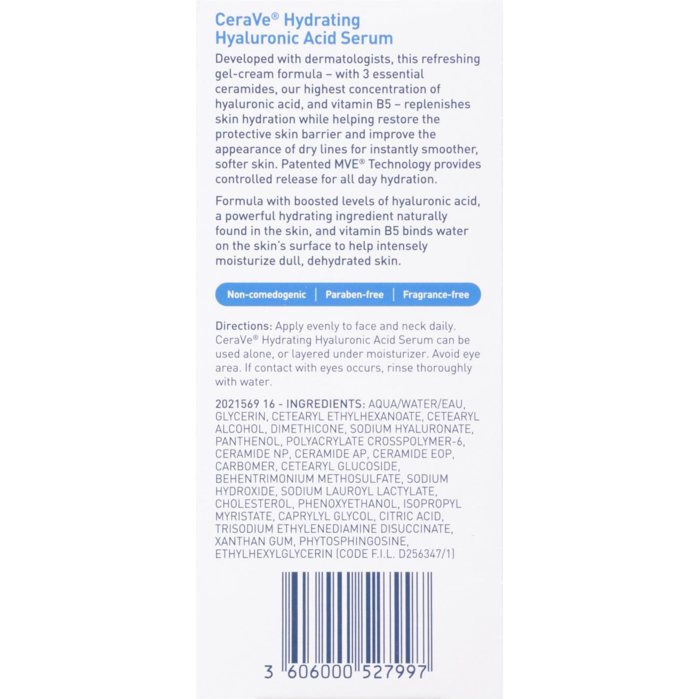 CeraVe Hydrating Hyaluronic Acid Serum - Shop Facial masks & treatments ...