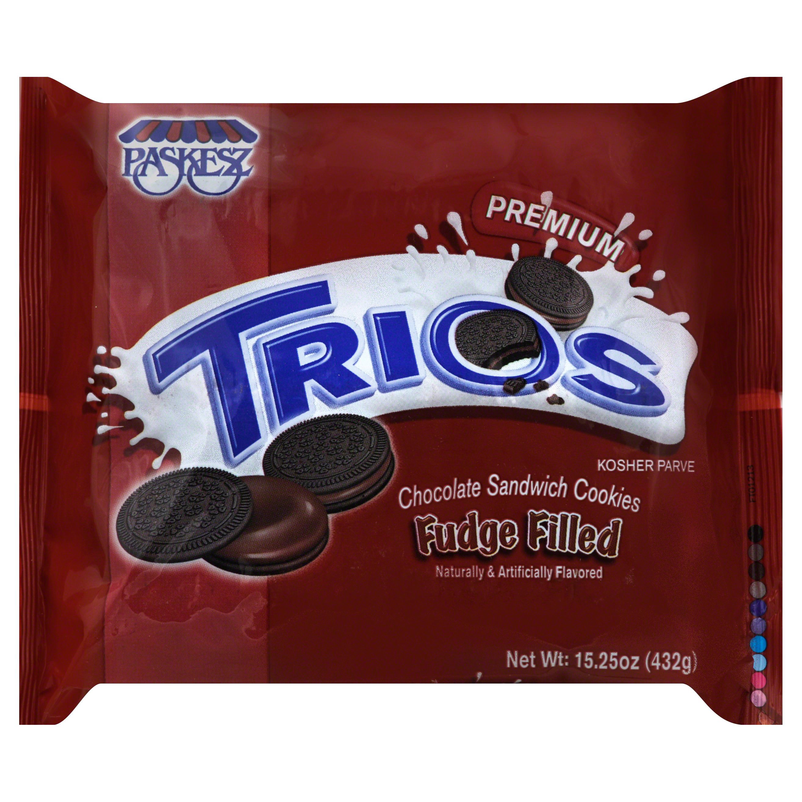 Paskesz Trios Fudge Filled Chocolate Sandwich Cookies - Shop Cookies at ...