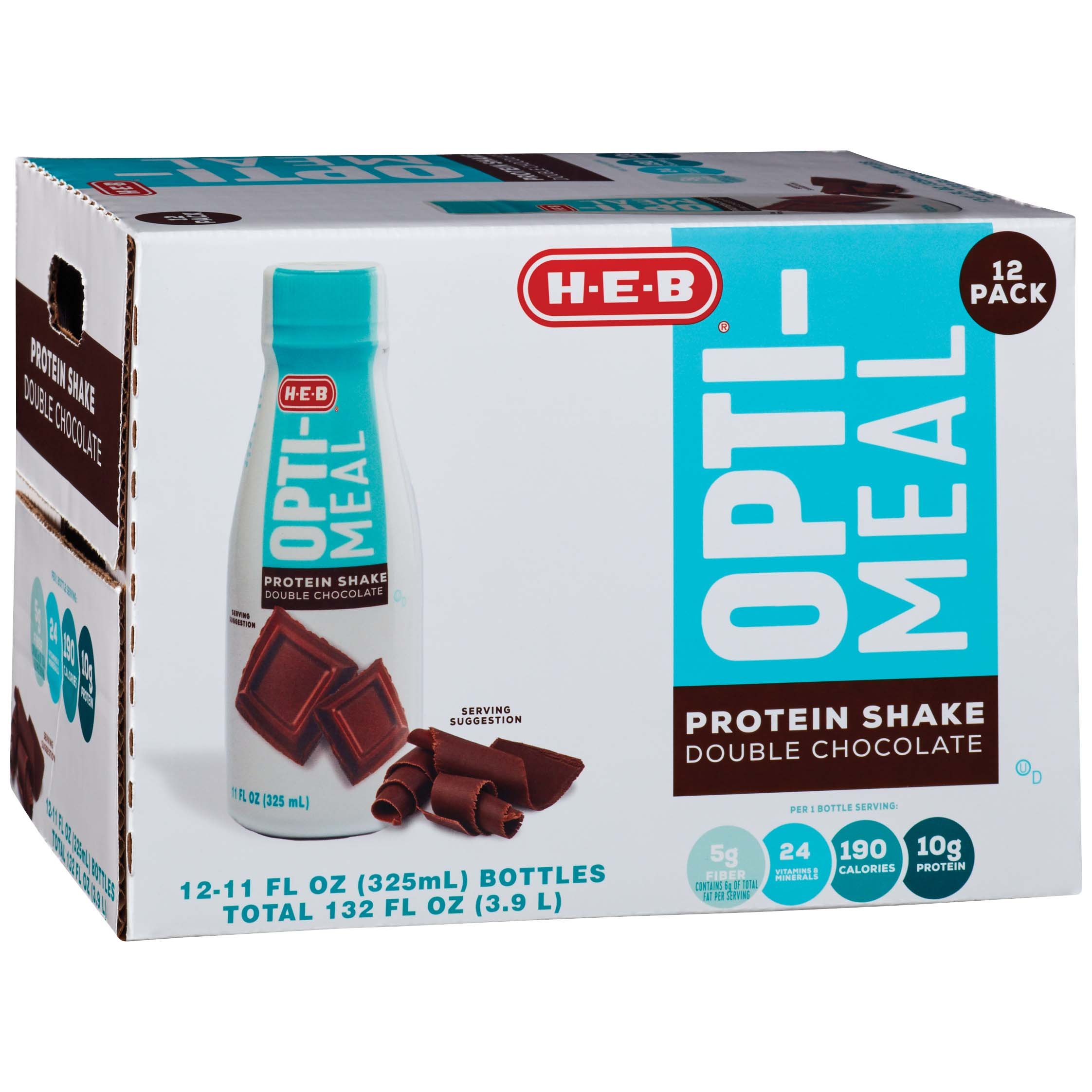 H-E-B Opti-Meal 10g Protein Shakes - Double Chocolate - Shop Diet ...