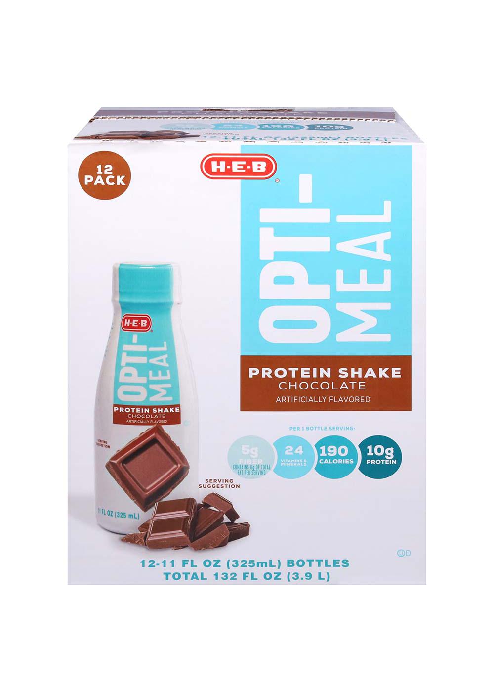 H-E-B Opti-Meal 10g Protein Shakes 12 pk Bottles - Chocolate - Shop ...