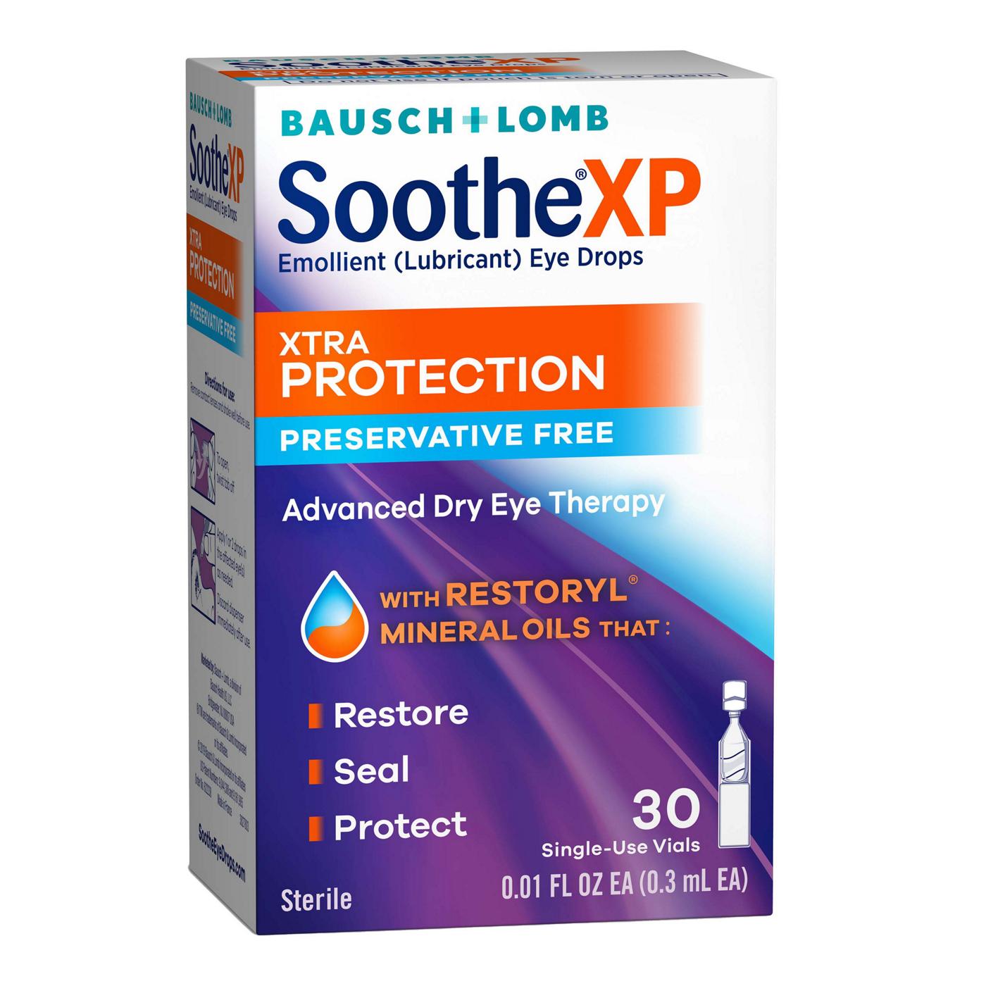 Bausch & Lomb Soothe XP Preservative Free Emollient Lubricant Eye Drops ...