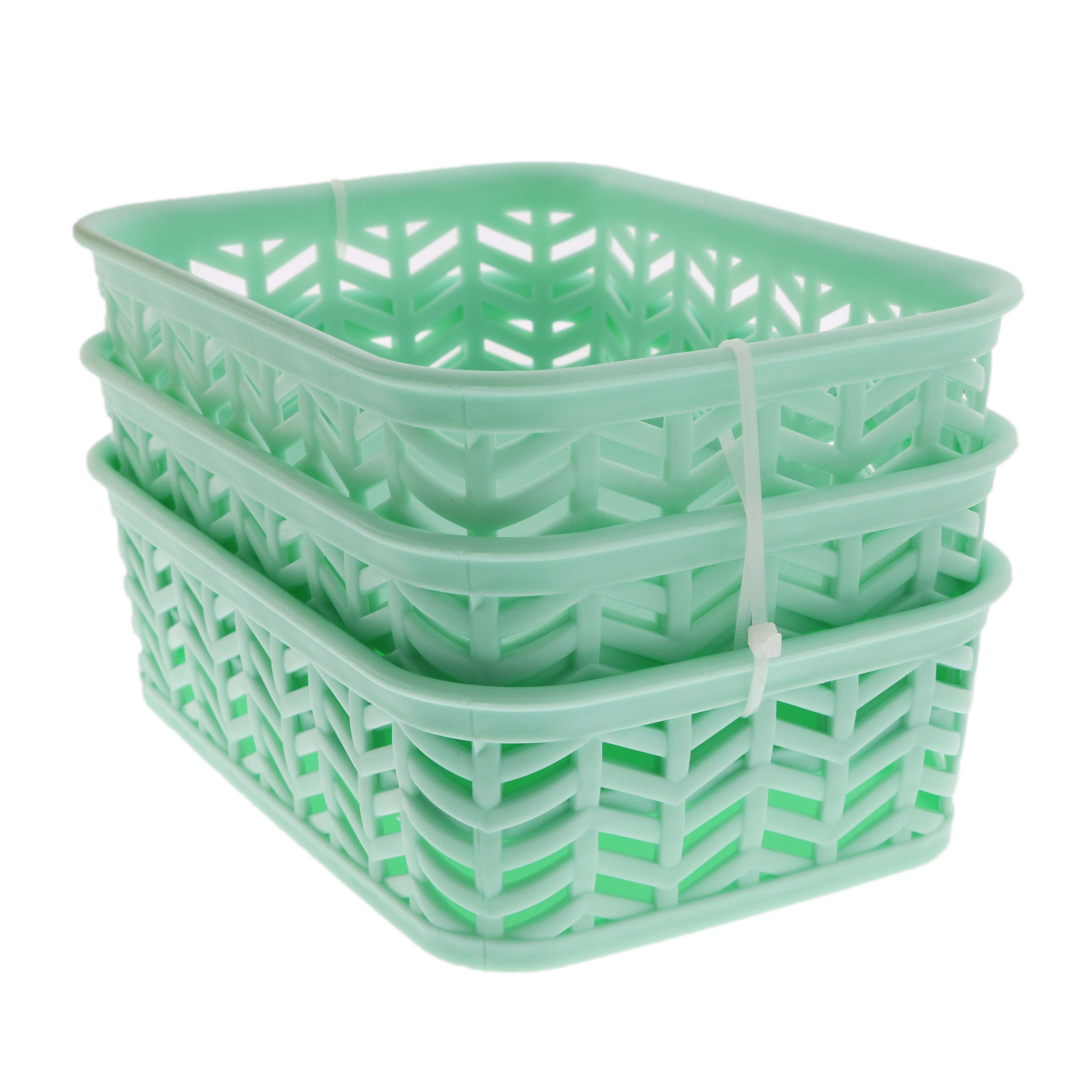 HAVEN & KEY [55815] Resin Basket Aqua 3 pk - Shop Storage bins at H-E-B