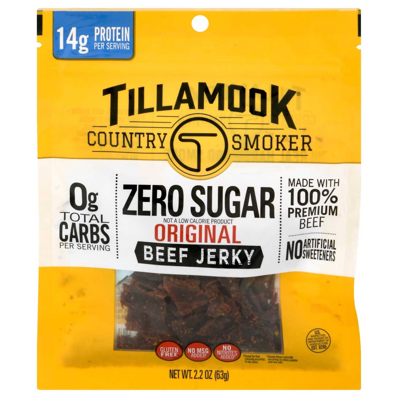 Tillamook Country Smoker 14g Protein Zero Sugar Beef Jerky - Original ...