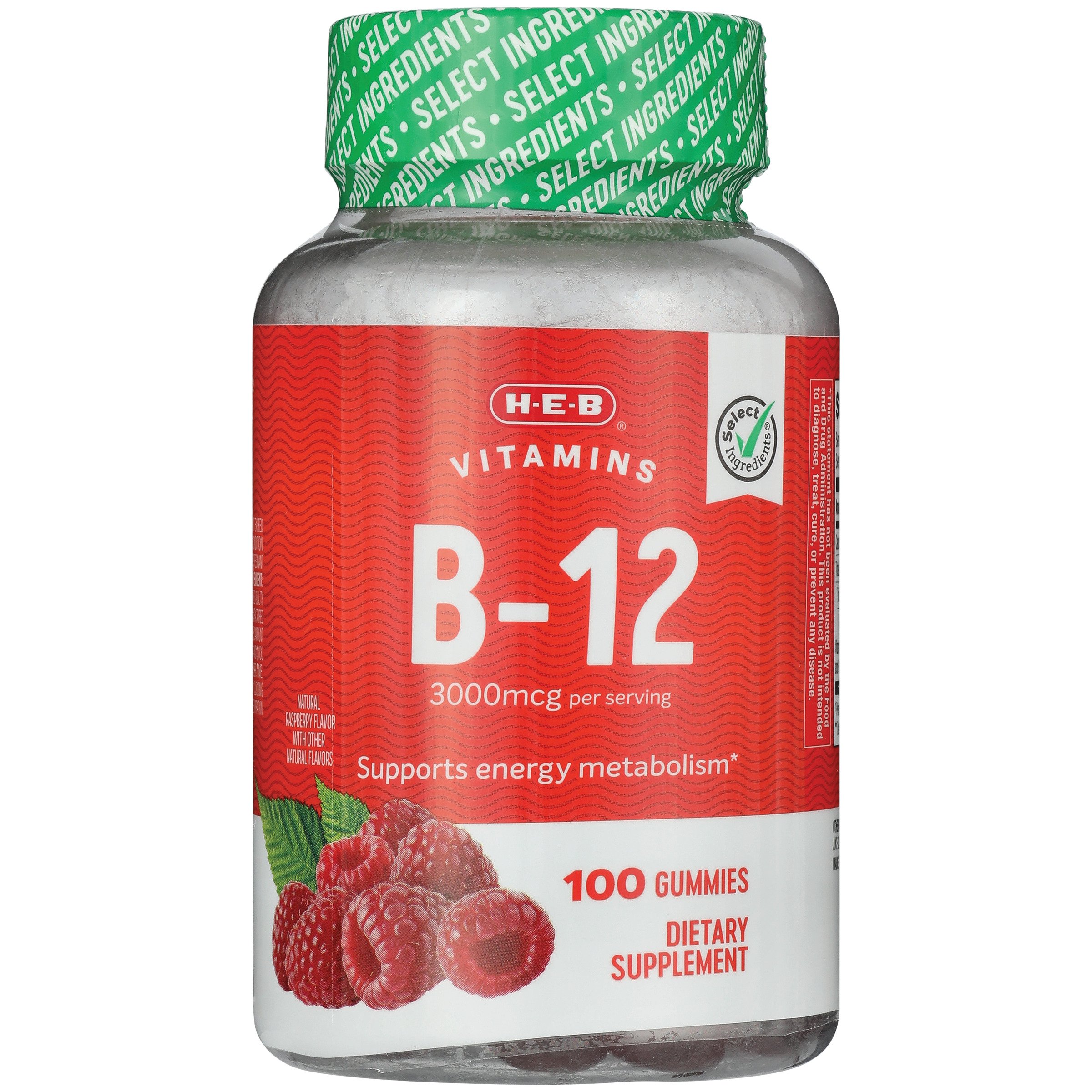H-E-B Vitamin B12 3,000 mcg Gummies - Raspberry - Shop Vitamins A-Z at ...