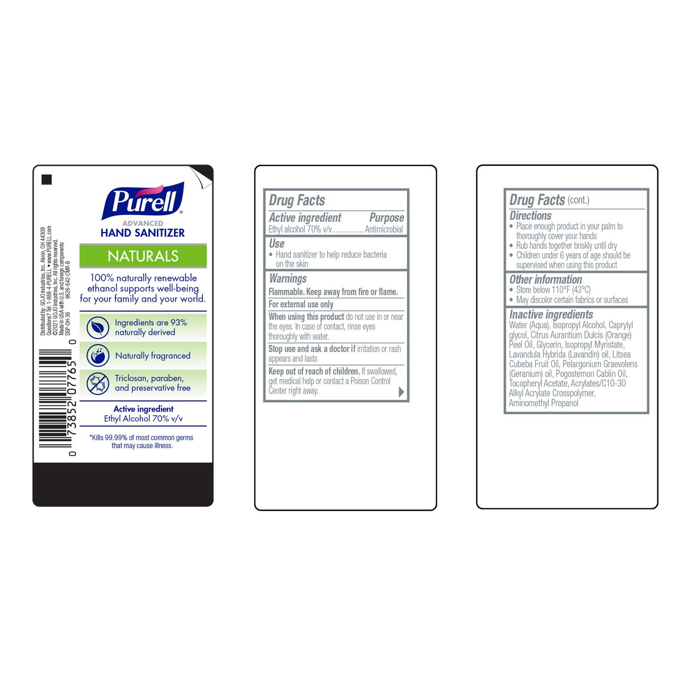 Purell Advanced Hand Sanitizer - Naturals - Shop Hand & bar soap at H-E-B