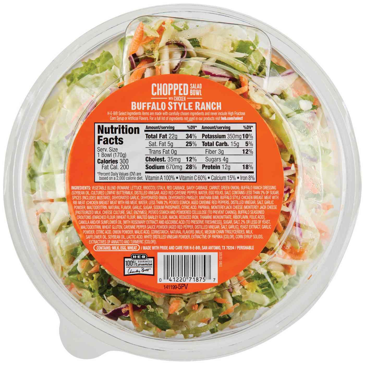 H E B Chopped Salad Bowl Buffalo Style Ranch With Chicken Shop Salads At H E B
