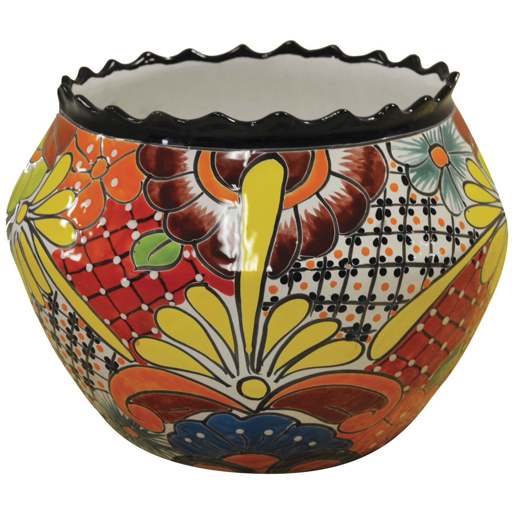 Blue Orange Pottery Wavy Bola Talavera Planter - Shop Pots & planters ...