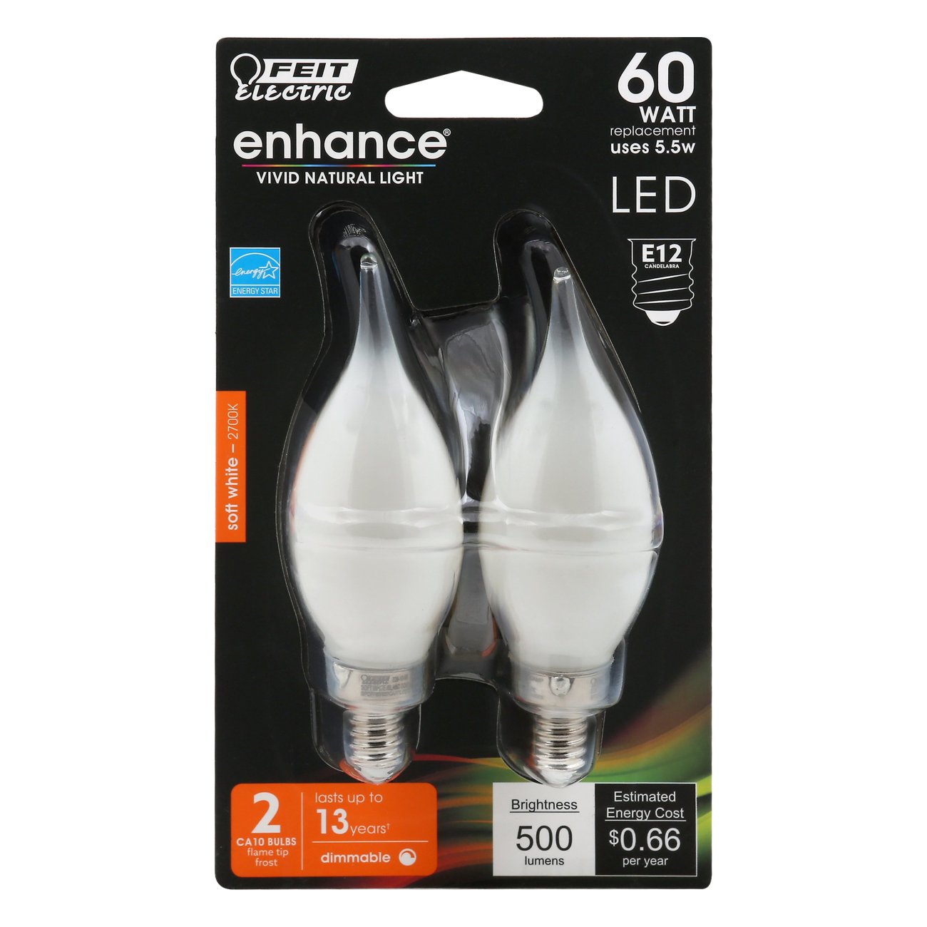 Feit Electric Enhance LED 60 Watt E12 Frost Soft White Flame Tip Light Bulbs - Shop Light bulbs ...