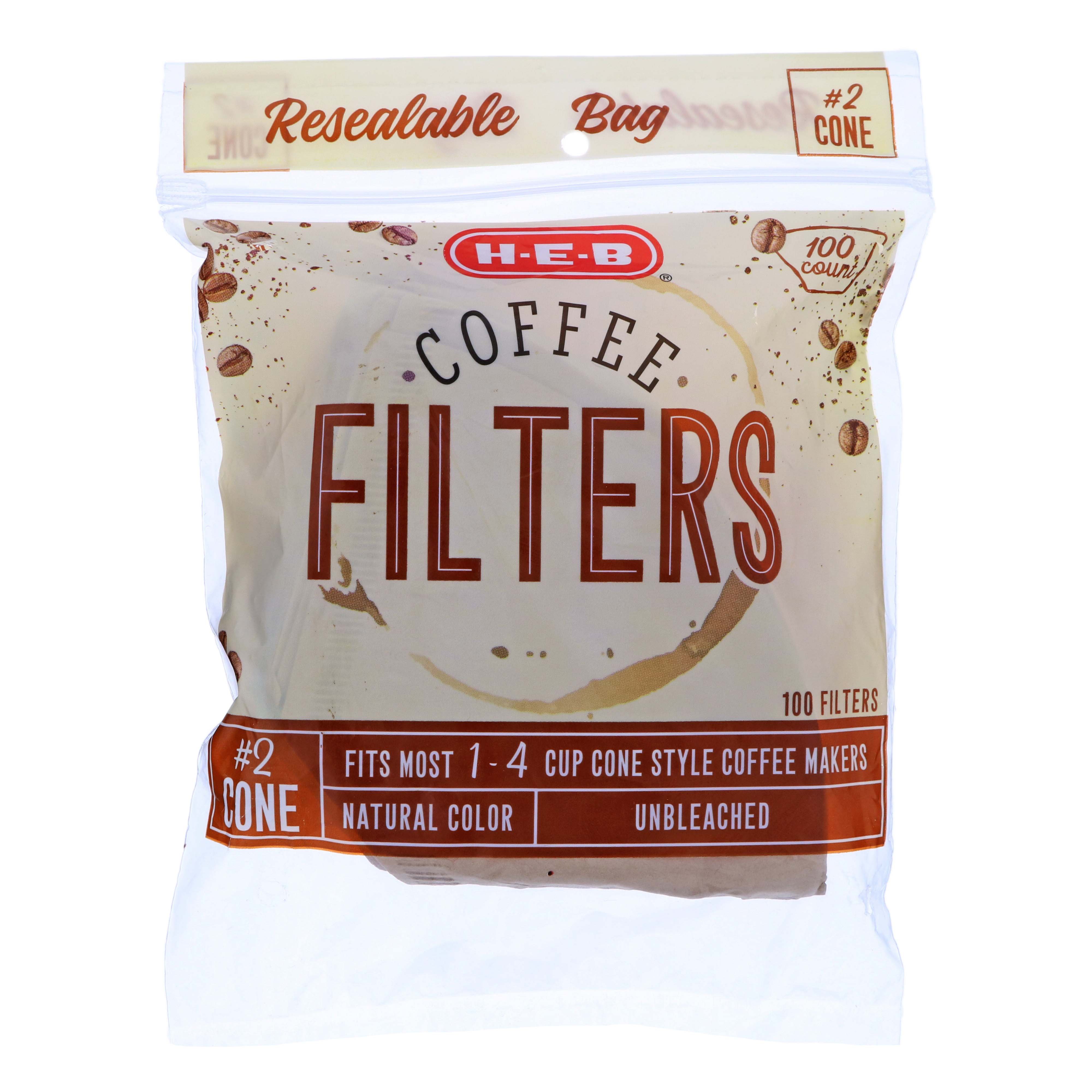 H-E-B No. 2 Cone Coffee Filters - Natural Color - Shop Coffee filters ...