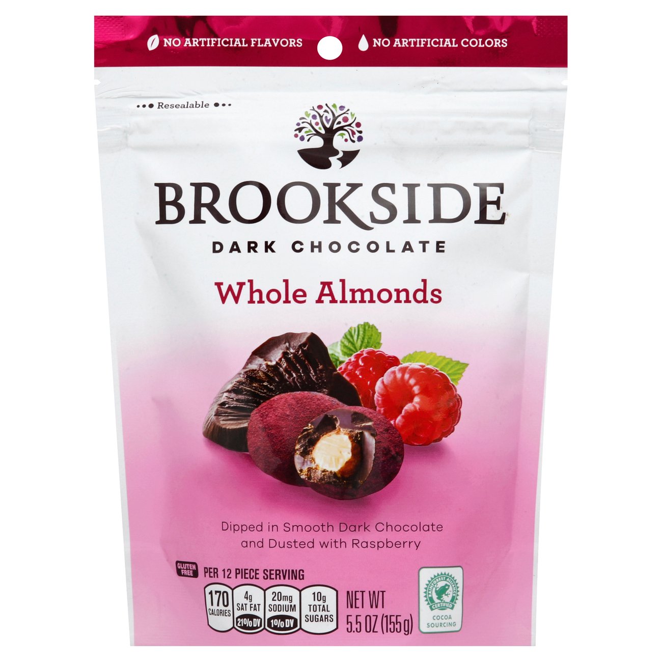 Brookside Dark Chocolate Whole Almonds with Raspberry Dust - Shop Candy ...