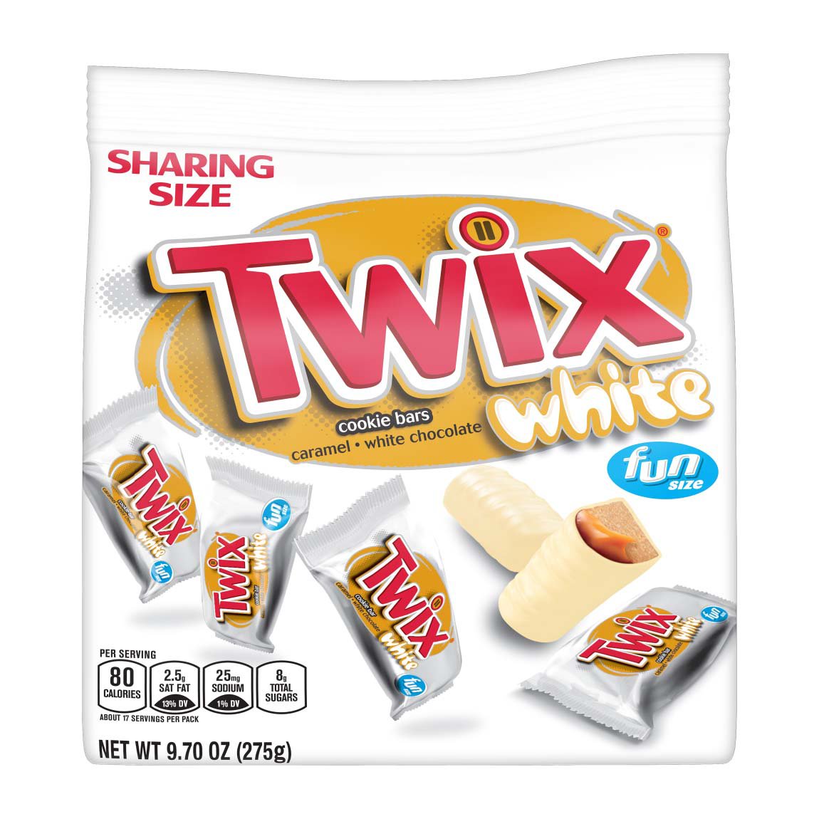 Twix Caramel White Chocolate Fun Size Cookie Bar Candy Bag - Shop Candy ...