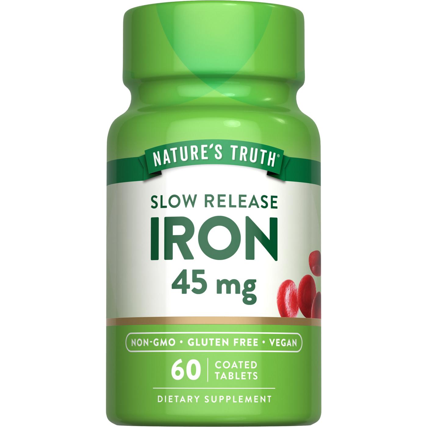 Nature's Truth Slow Release Iron 45 mg Coated Tablets - Shop Minerals ...