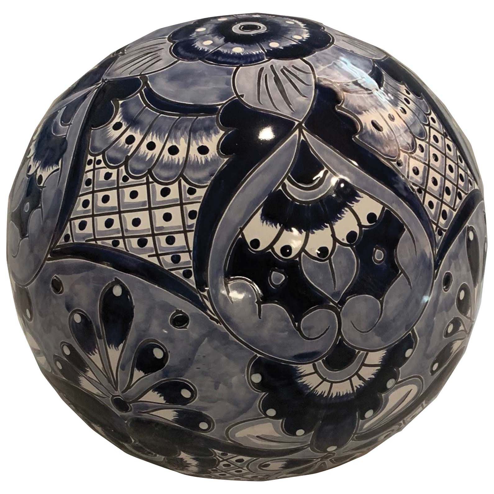 Blue Orange Pottery Large Blue Talavera Sphere - Shop Outdoor Decor at ...