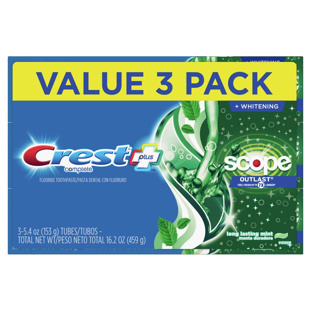 Crest Complete + Scope Outlast Whitening Toothpaste - Long Lasting Mint ...