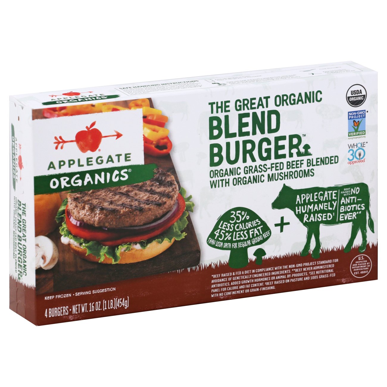 Applegate Organics The Blend Burger with Organic Mushrooms - Shop Beef ...