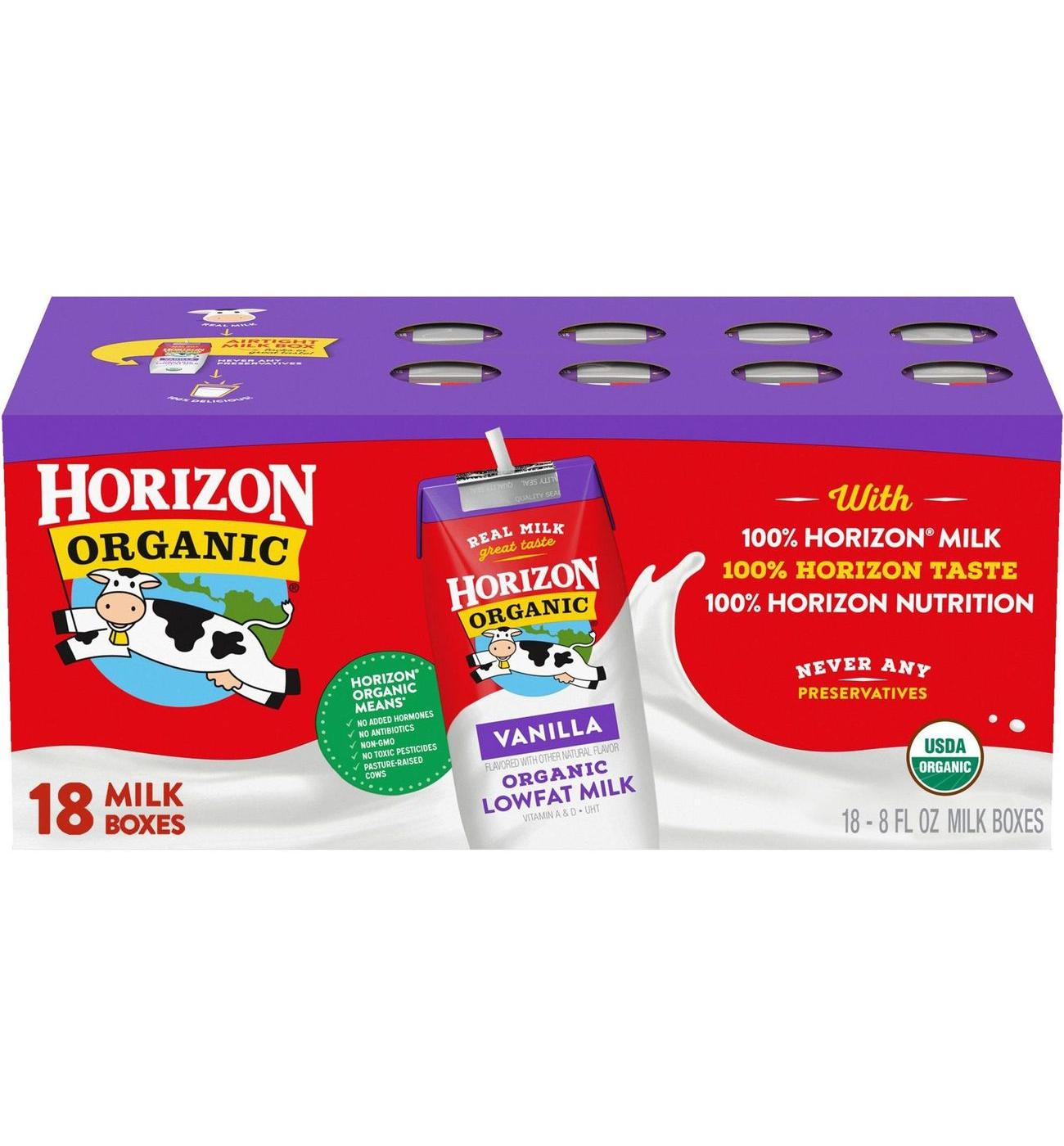 Horizon Organic 1% Lowfat Uht Vanilla Milk 8 oz Cartons - Shop Milk at ...