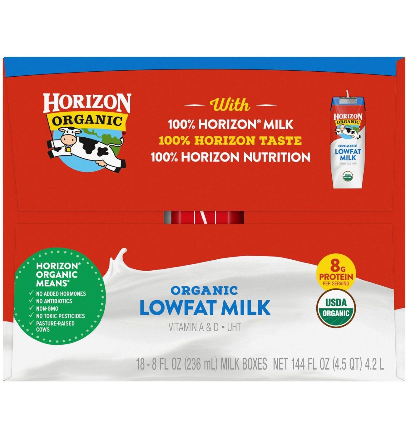 Horizon Organic 1% Lowfat Shelf-Stable Milk 8 oz Cartons - Shop Milk at ...