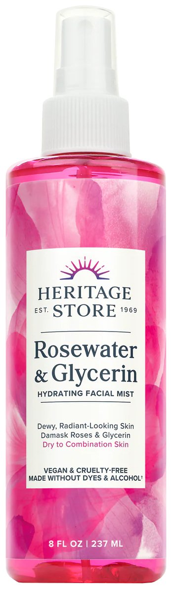 Heritage Store Rosewater & Glycerin Hydrating Facial Mist, 8 oz ...