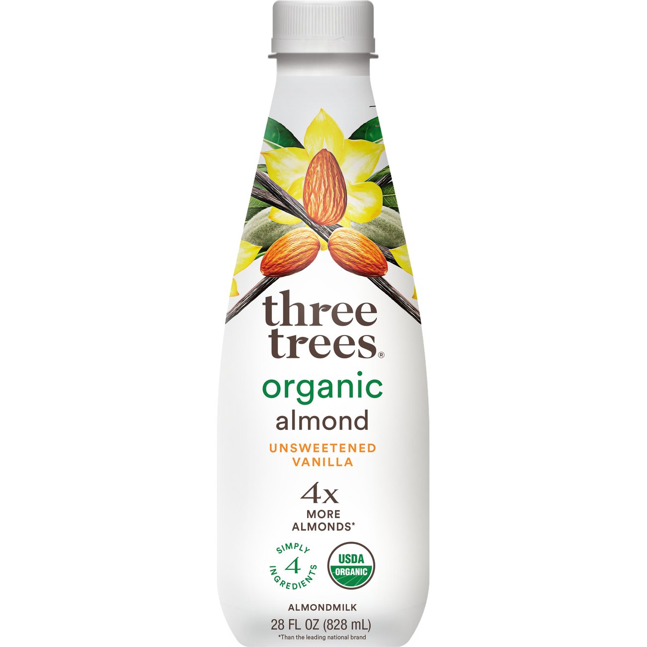Three Trees Organic Vanilla Bean Unsweetened Almond Milk - Shop Milk at ...