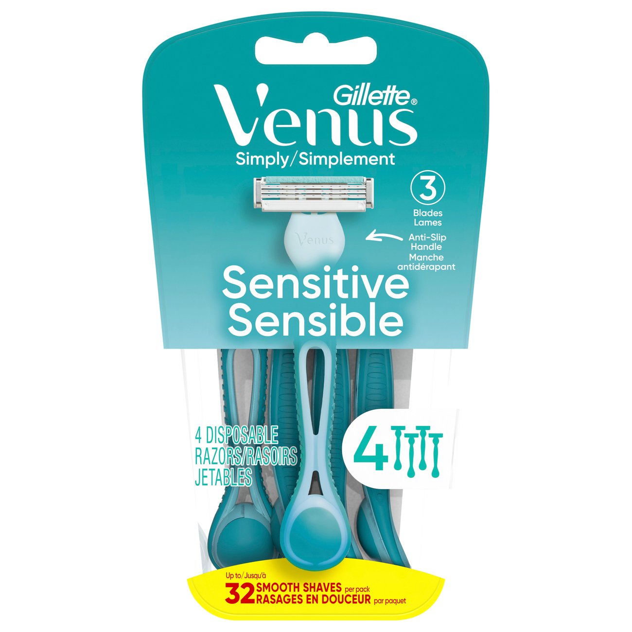 Gillette Venus Simply 3 Sensitive Disposable Razors - Shop Shaving ...