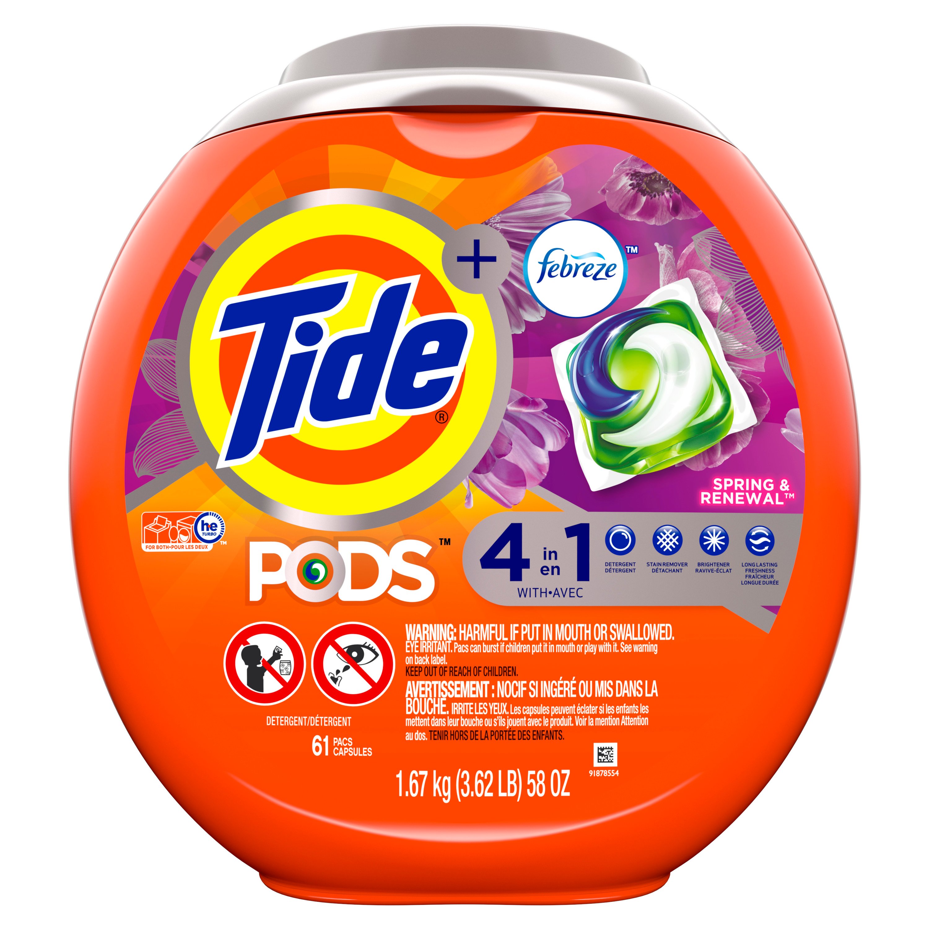 Tide PODS Plus Febreze Spring & Renewal HE Laundry Detergent Pacs ...