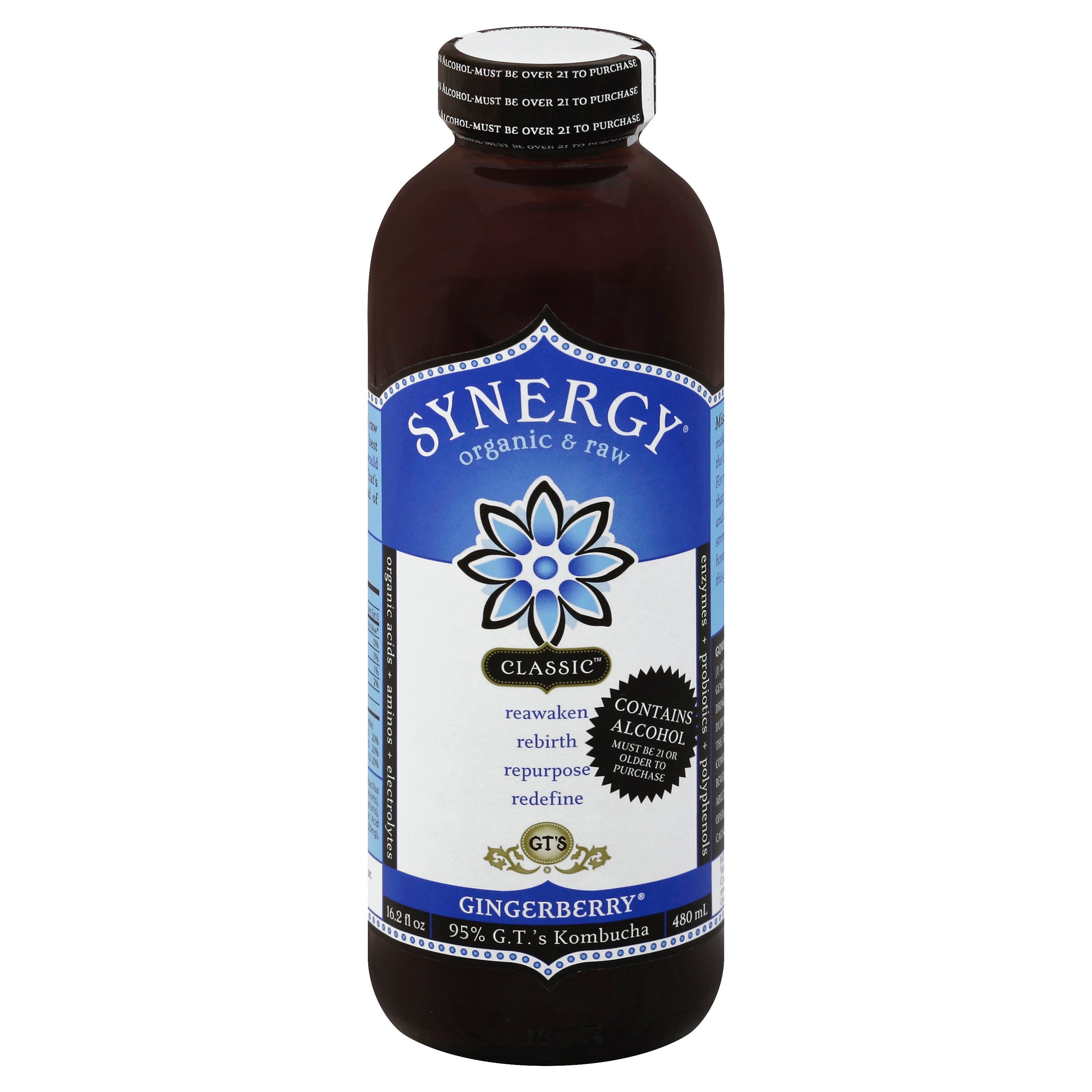 GT's Synergy Classic Gingerberry Organic Raw Kombucha - Shop Malt ...