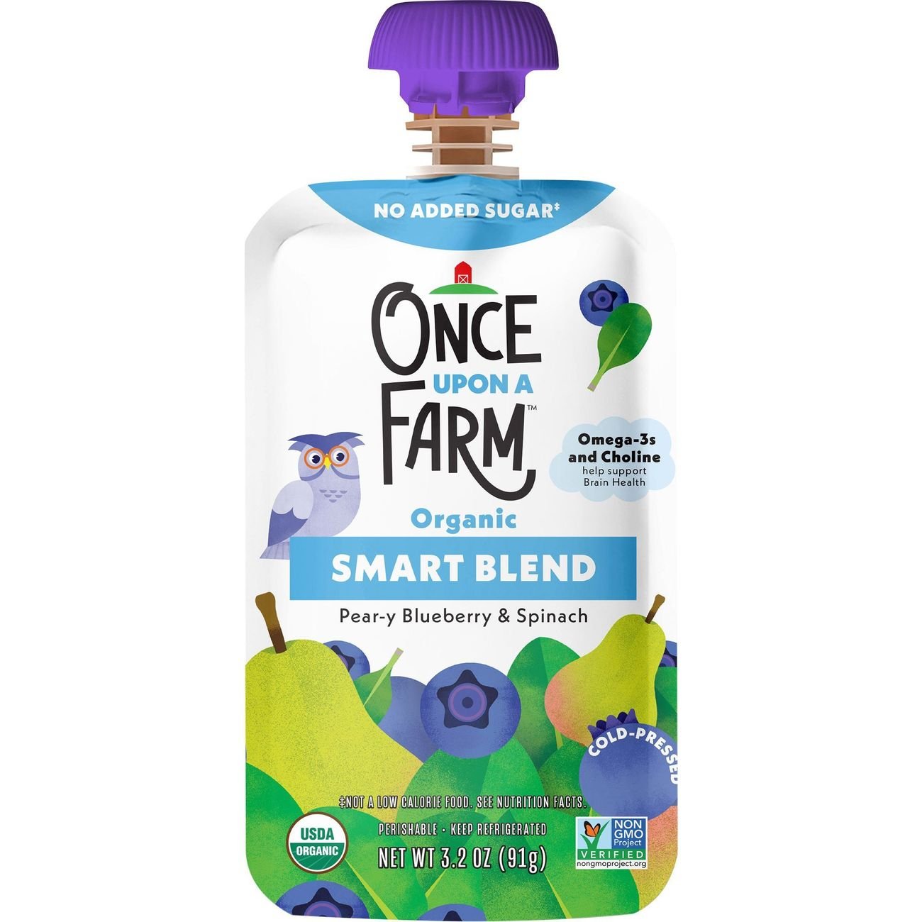 Once Upon a Farm Organic Smart Blend Baby Food Pouch - Pear-y Blueberry ...