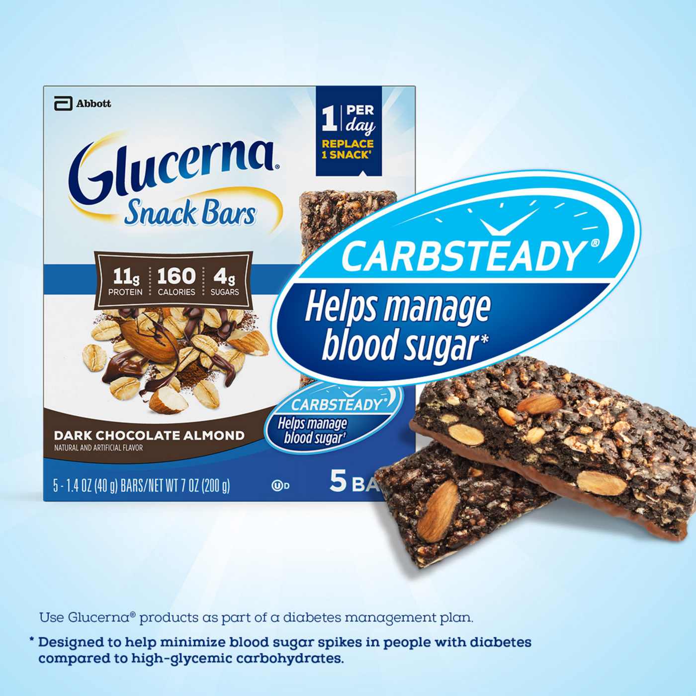 Glucerna Snack Bars Dark Chocolate Almond - Shop Diet & fitness at H-E-B