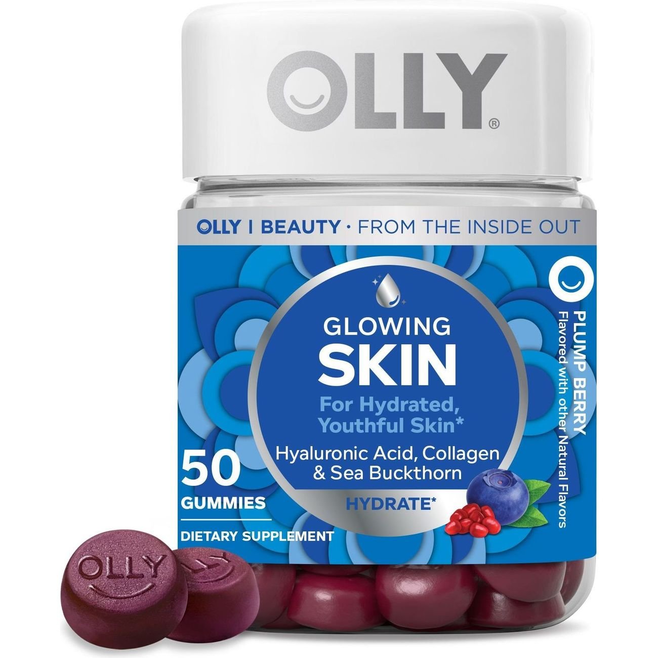 OLLY Glowing Skin Hyaluronic Acid & Collagen Gummies - Plum Berry ...