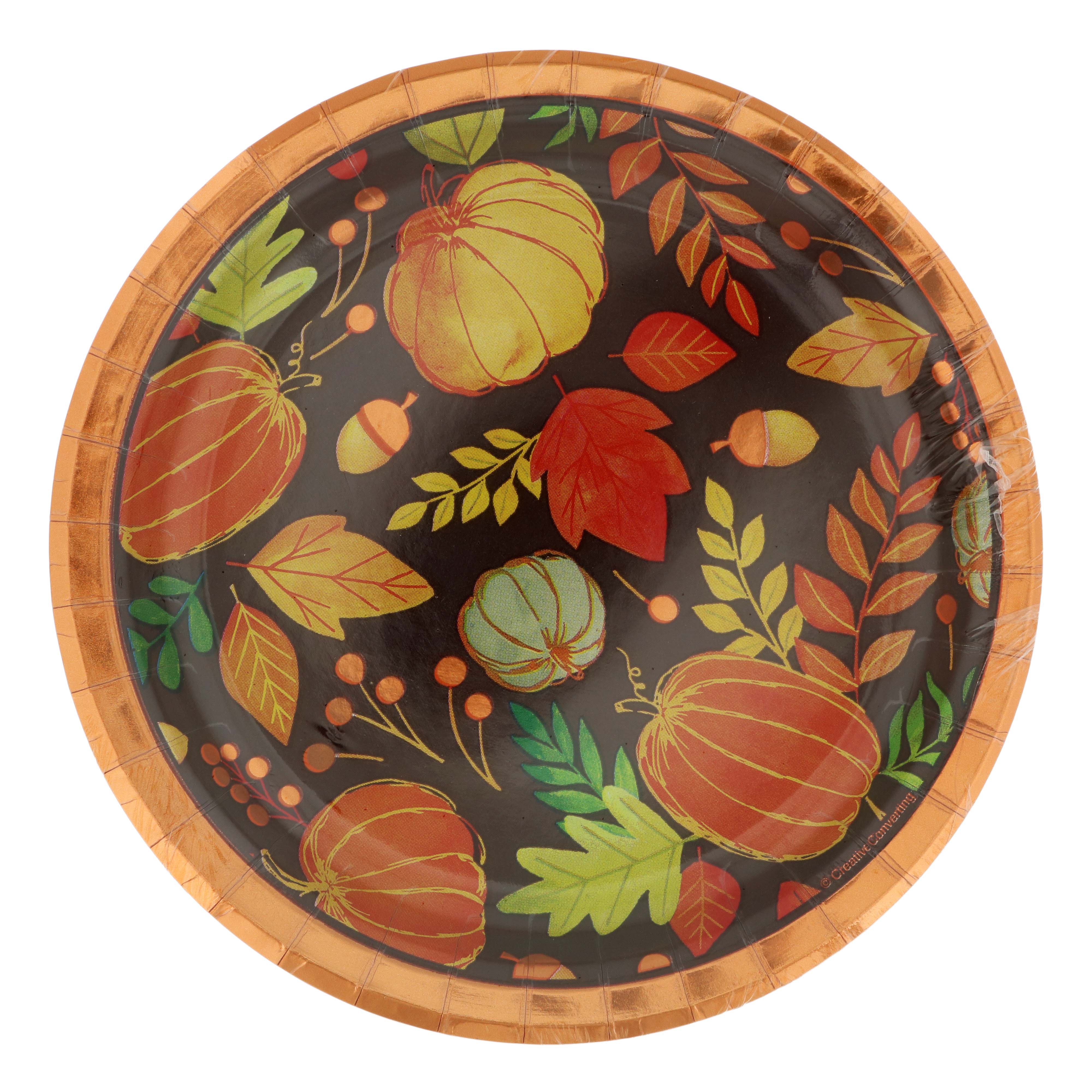 Creative Converting Fall Foil Lunch Plate Give Thanks - Shop Plates ...