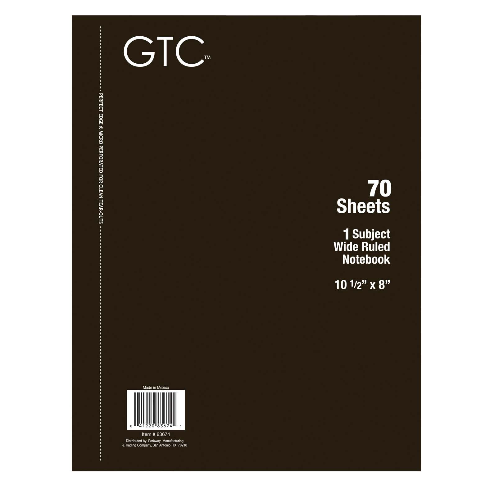 GTC 1 Subject Wide Ruled Notebook Black - Shop Notebooks at H-E-B