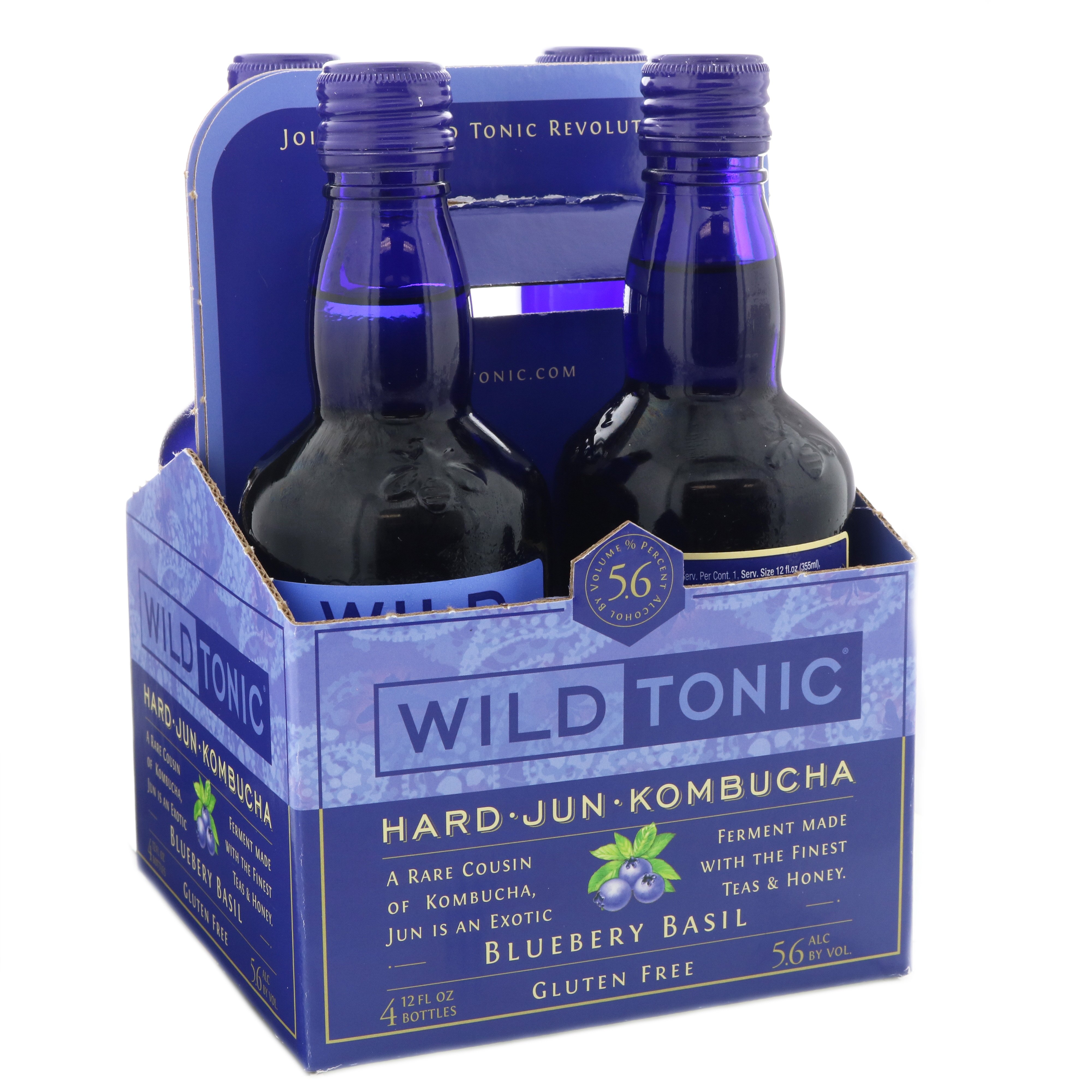 Wild Tonic Blueberry Basil Hard Jun Kombucha 12 oz Bottles - Shop Malt ...