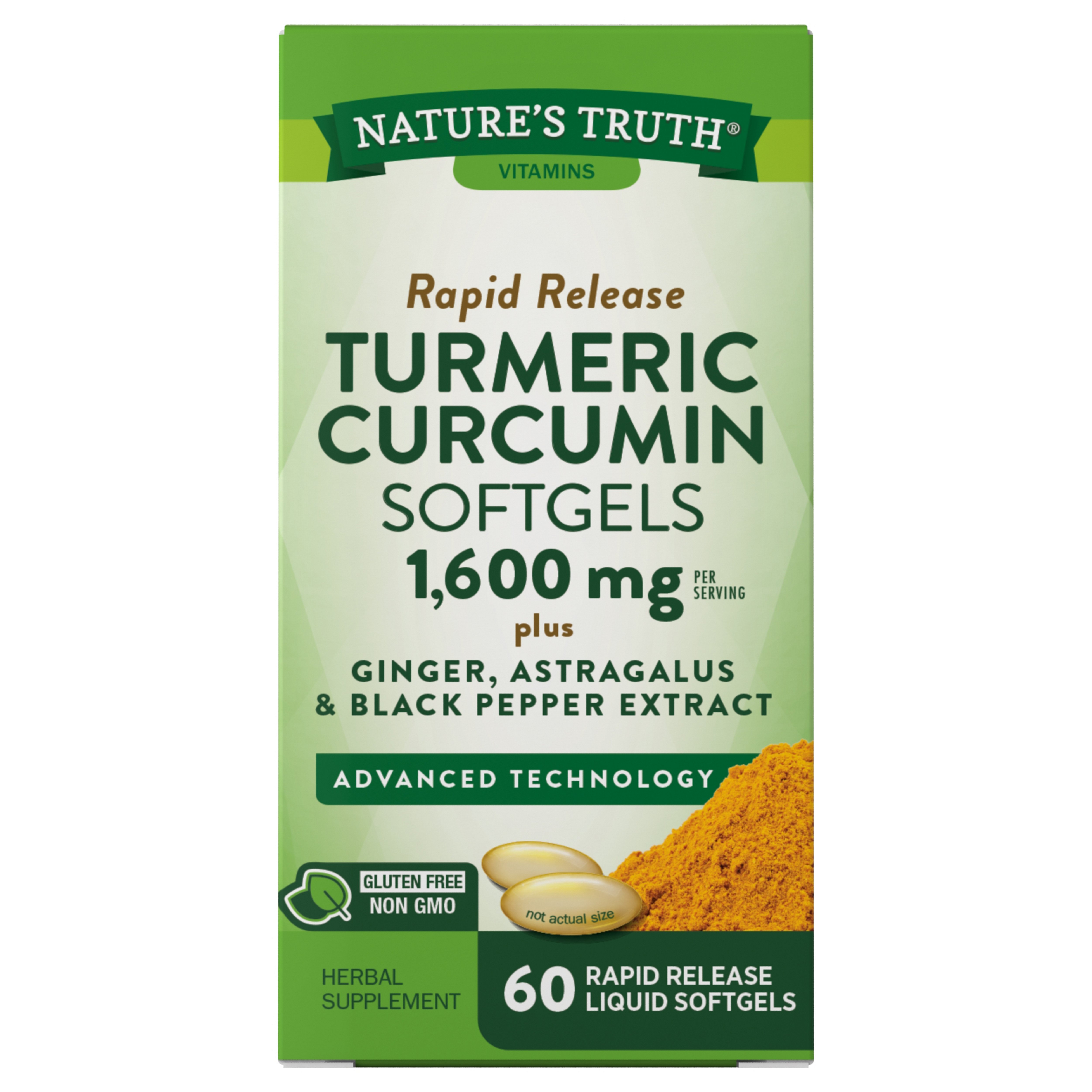 Nature's Truth Turmeric Curcumin 1600 mg Softgels - Shop Herbs ...